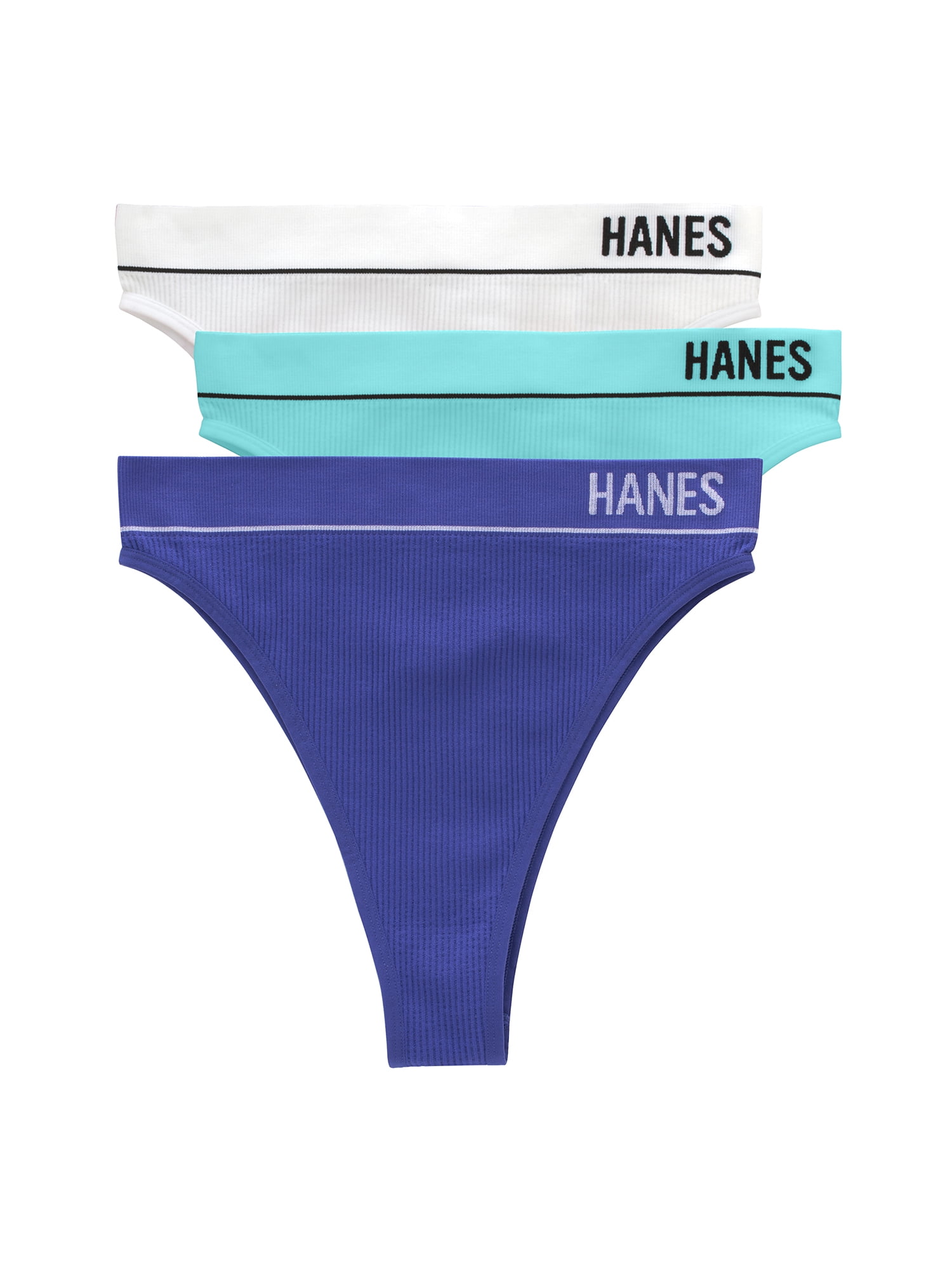 Hanes Originals Women’s Seamless Rib Hi-Rise Cheeky Underwear, 3-Pack ...