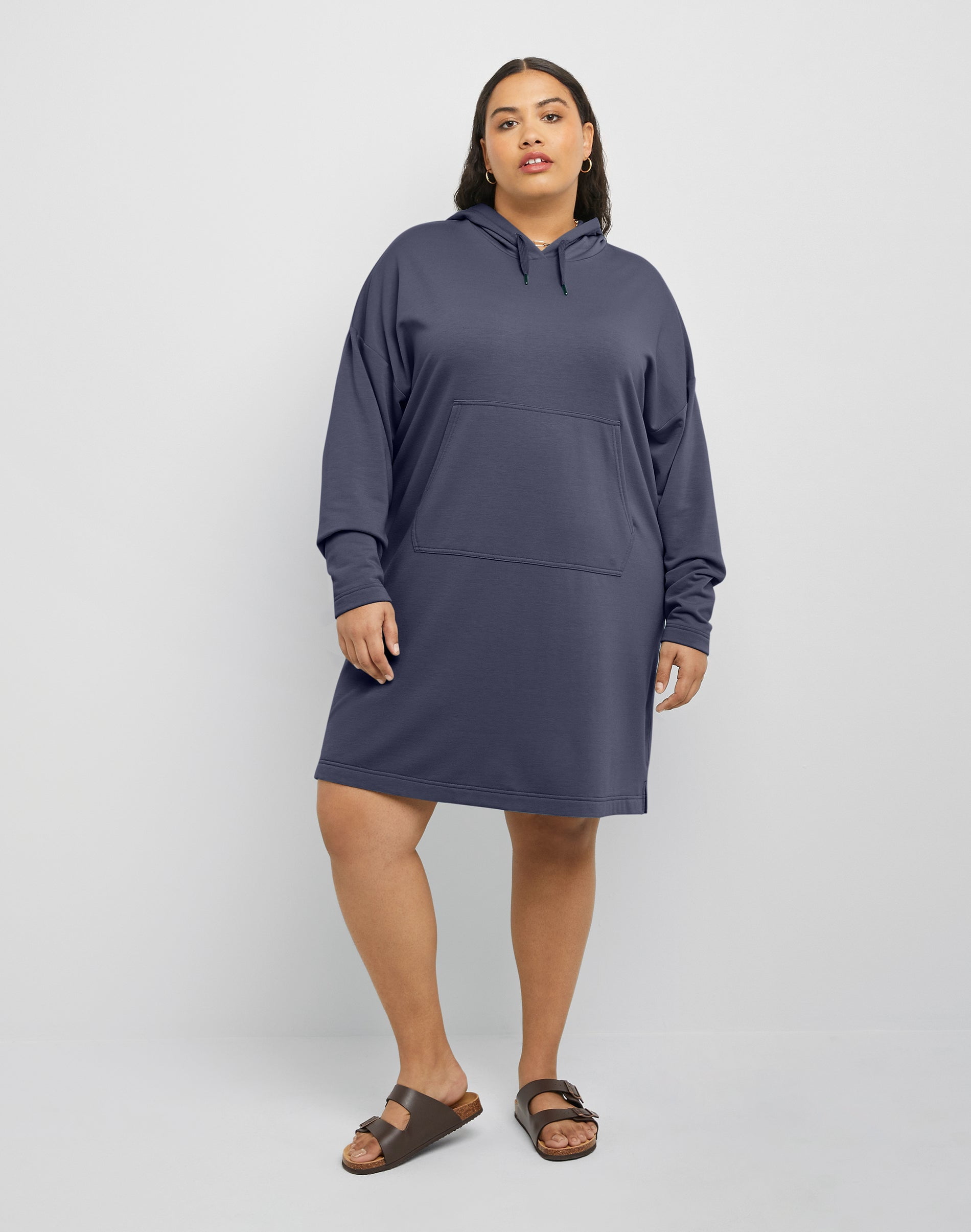 Hanes Originals Women's Soft Brushed Fleece Hoodie Dress (Plus Size ...