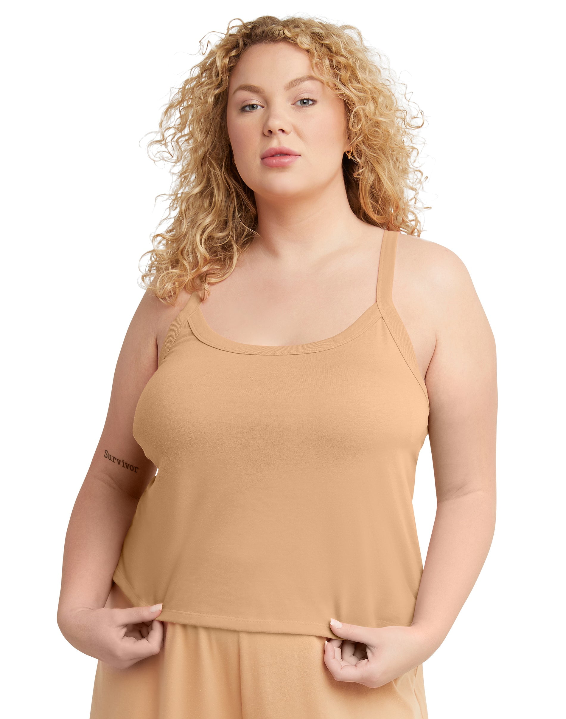 Hanes Originals Women's Soft Wash Tank (Plus Size) Java Frost Tan 3X ...