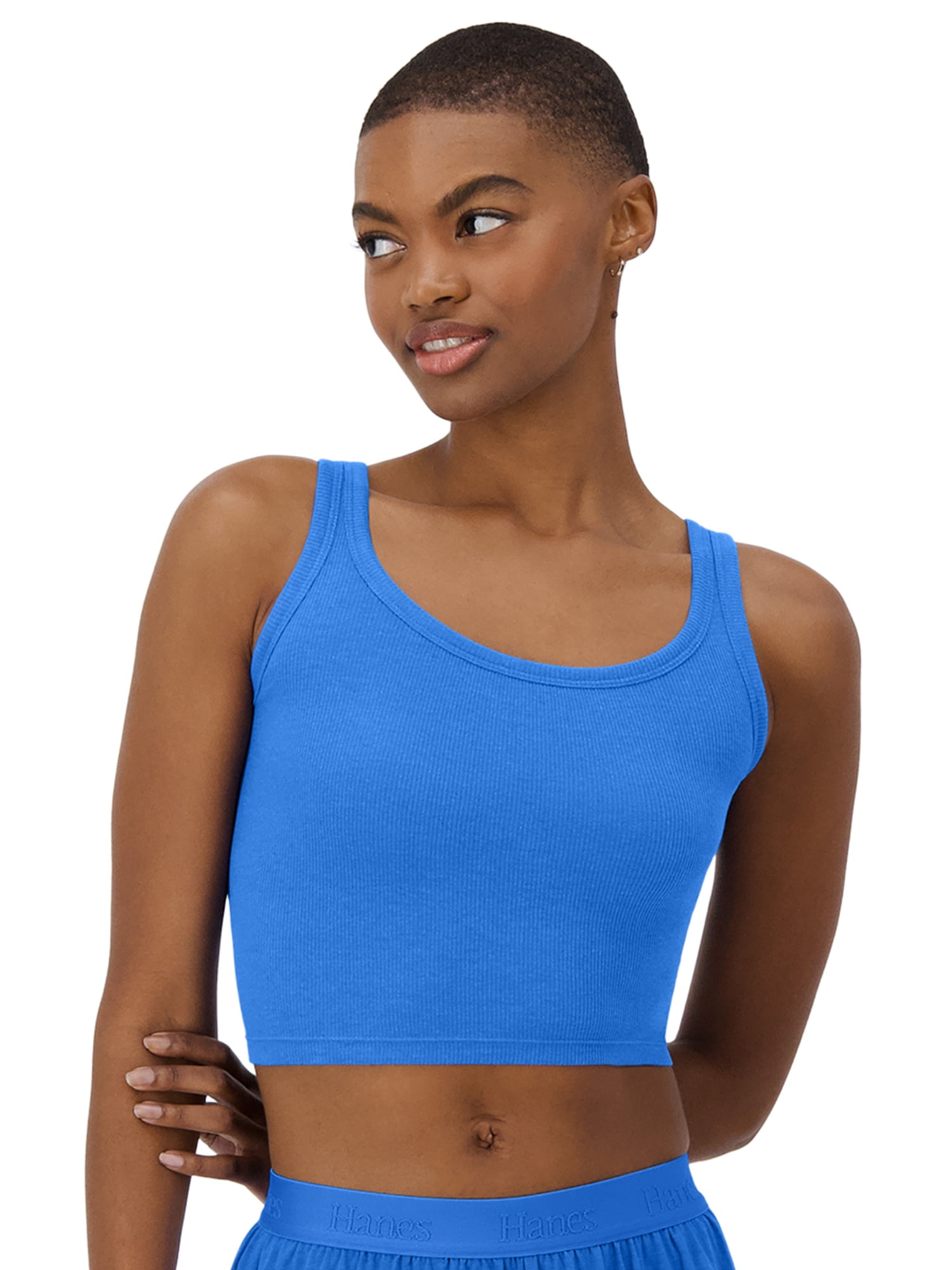 Hanes Originals Women's SuperSoft Comfywear Rib Crop Sleep Tank Top ...