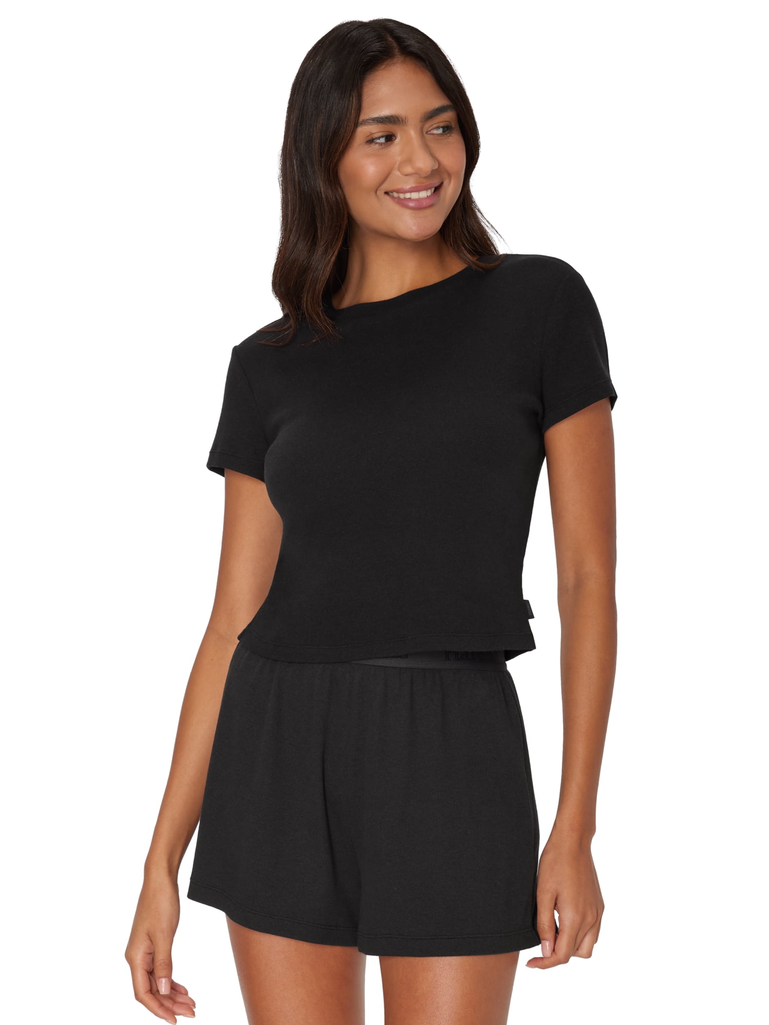 Hanes Originals Women's SuperSoft Comfywear Sleep Rib Crop Tee, Sizes S ...