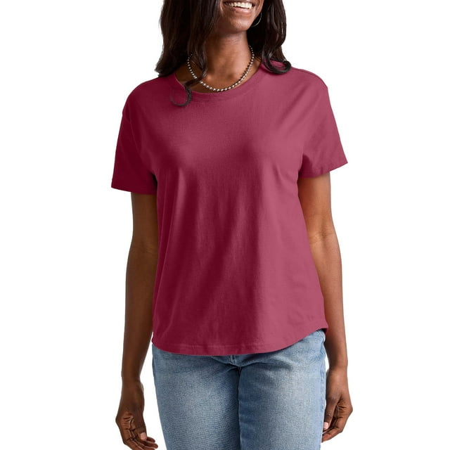 Hanes Originals Women’s T-Shirt with Curved Hem, 100% Cotton Relaxed-Fit Tee, Sizes XS-XXL ...