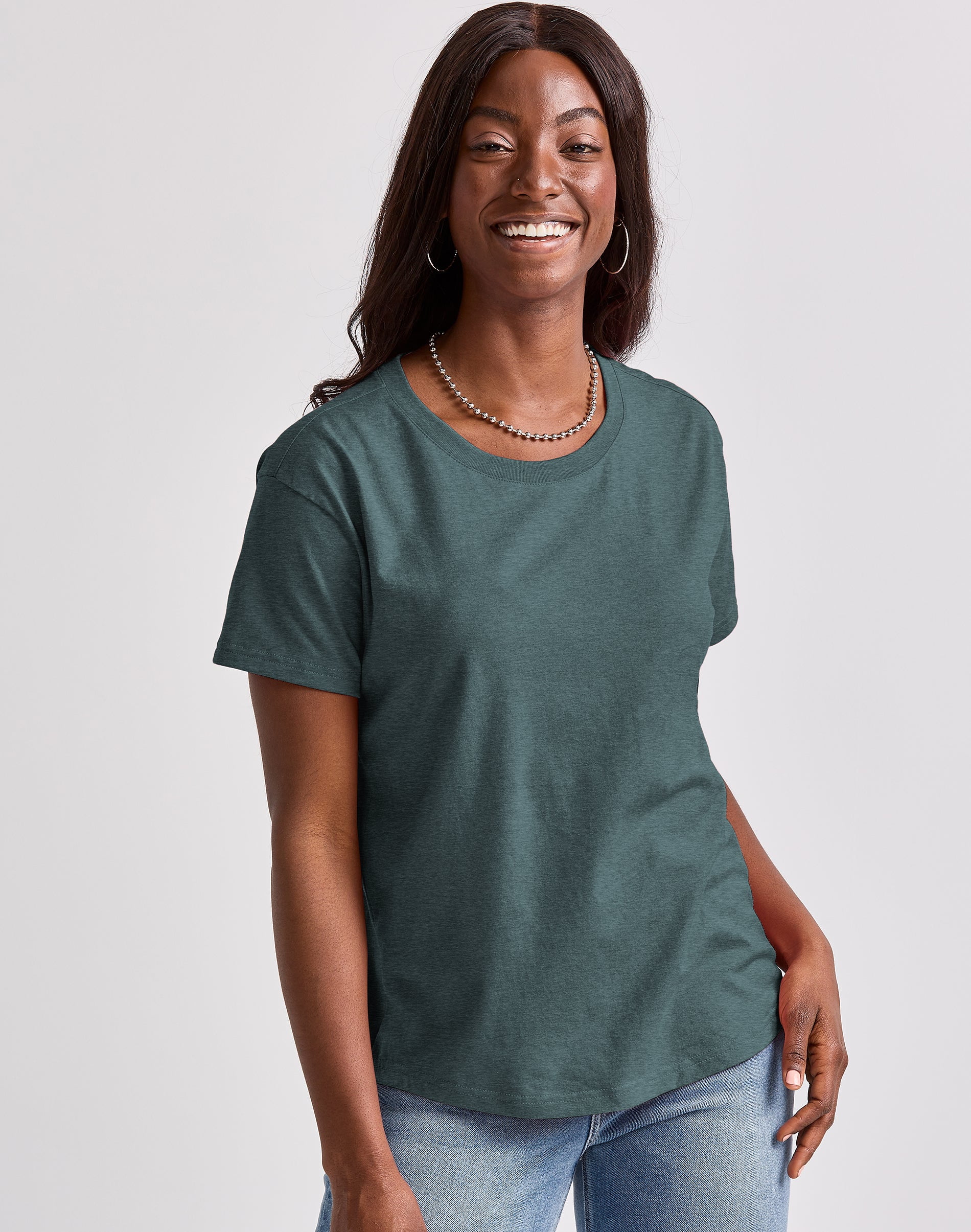 Hanes Originals Women's Tri-Blend T-Shirt, Relaxed Fit Cactus Heather ...
