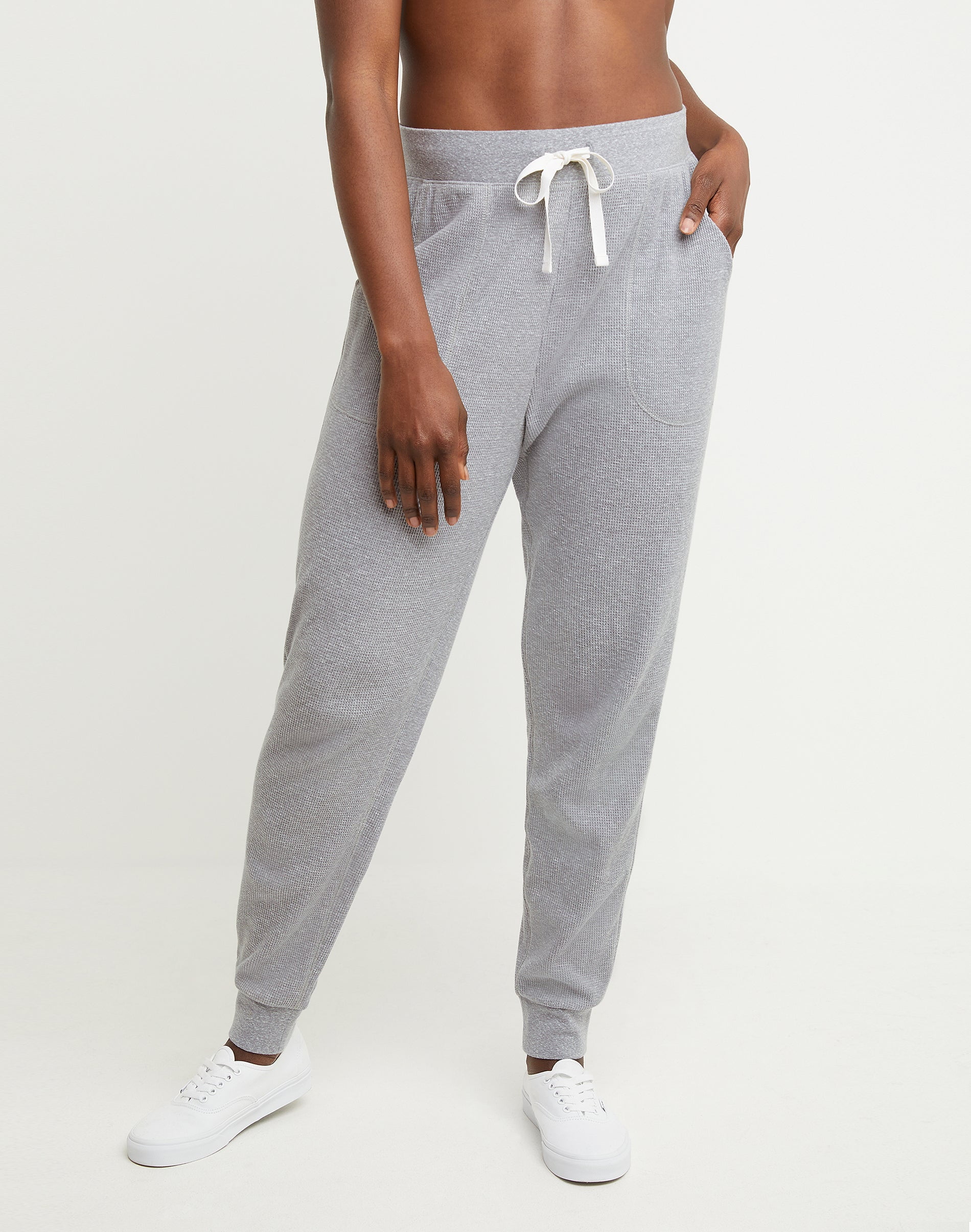 Hanes Originals Women's Waffle Knit Lounge Joggers, 30" Concrete Marled ...