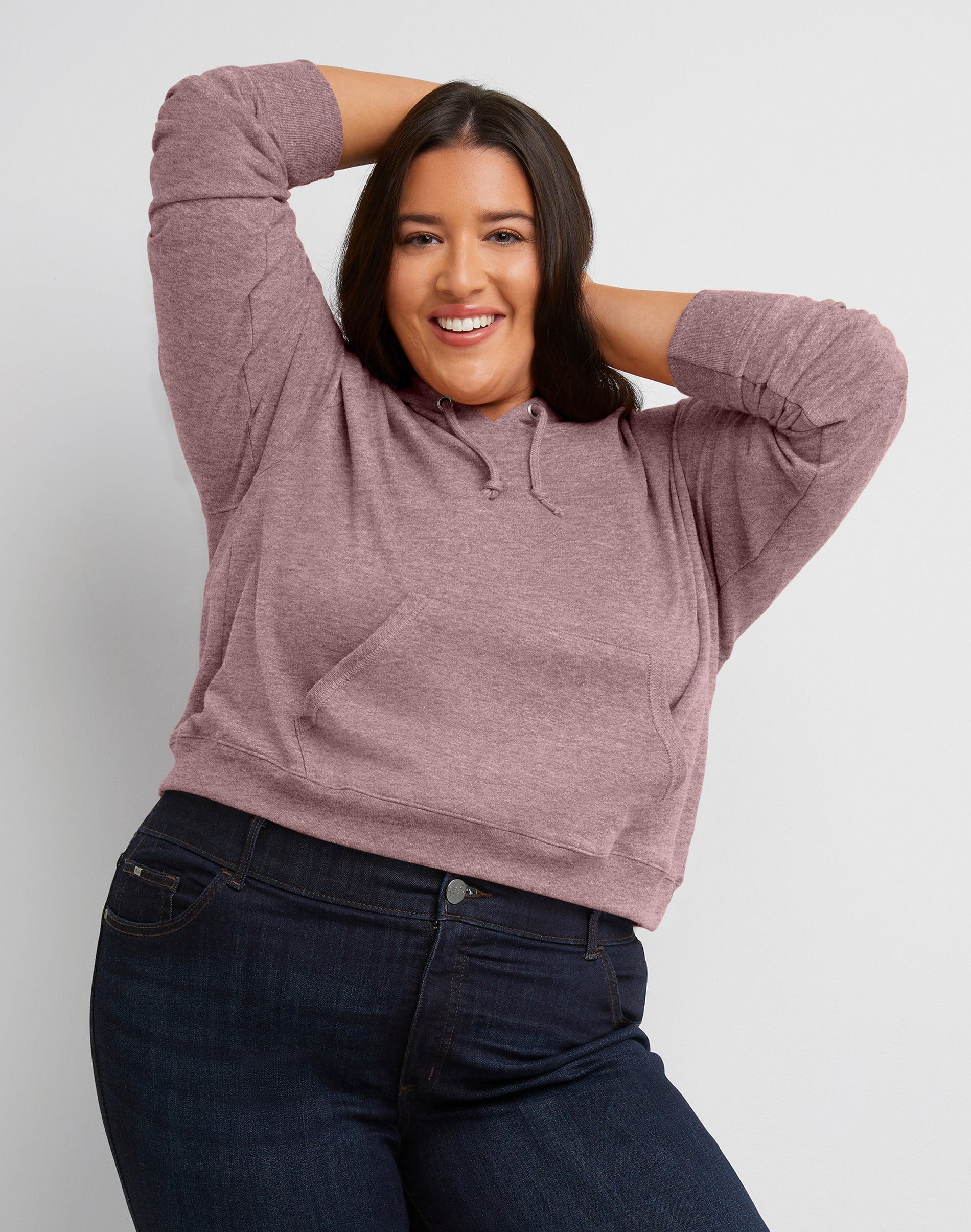 Hanes Originals Women’s French Terry Cropped Hoodie (Plus Size) Mulled ...