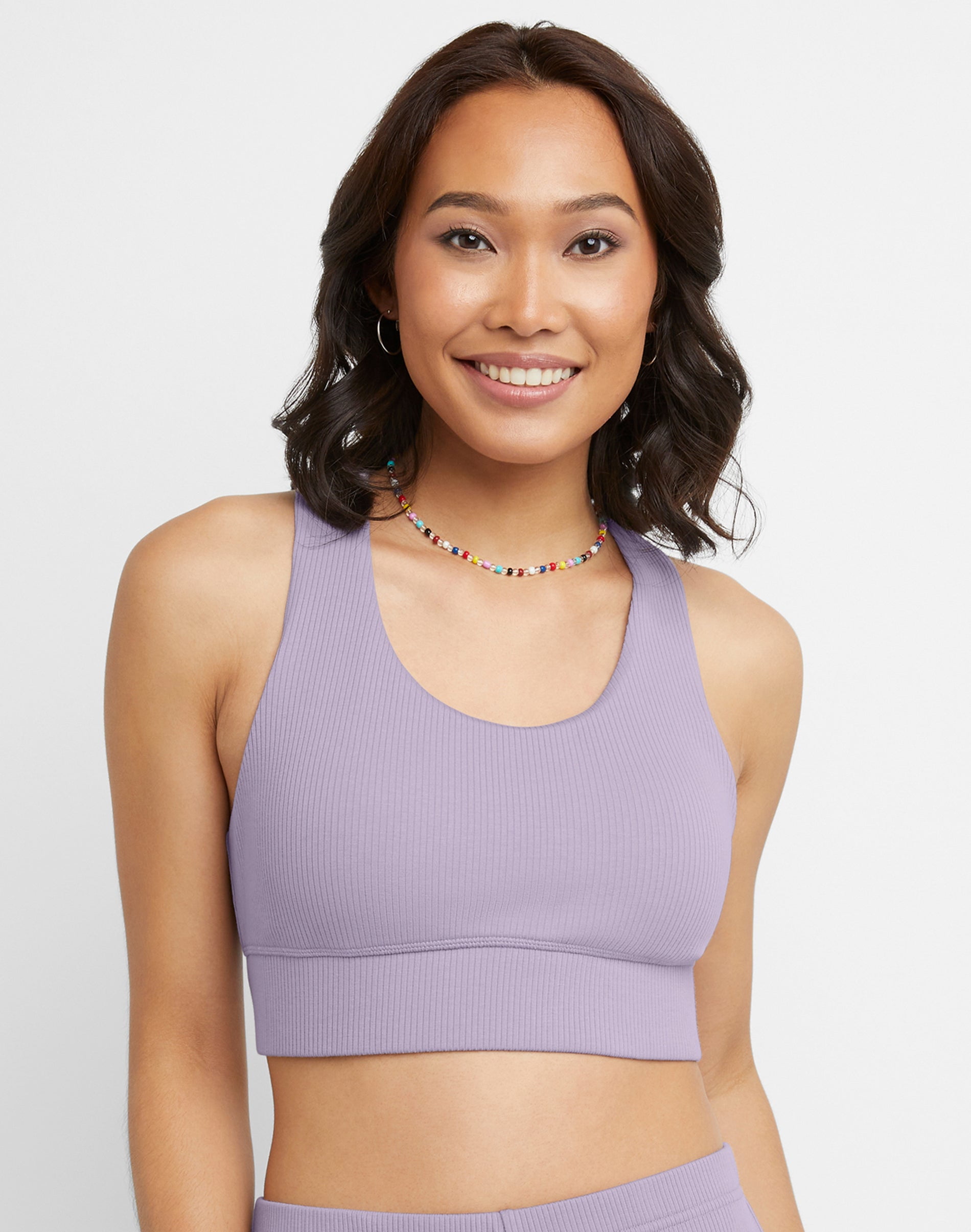 Hanes Women's Longline Racerback Sports Bra, Moderate Support Muted ...