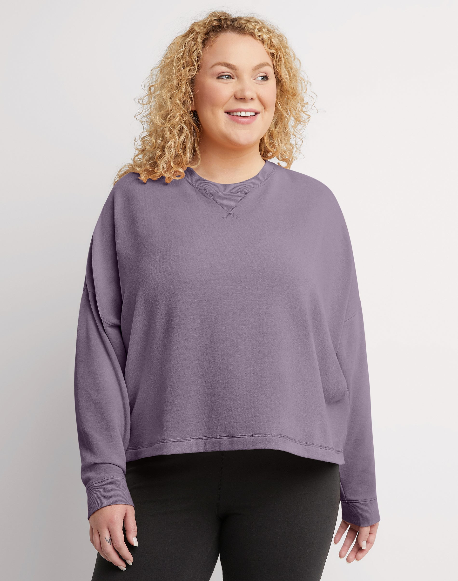 Hanes Originals Women's and Women's Plus Soft Brushed Crop Sweatshirt ...