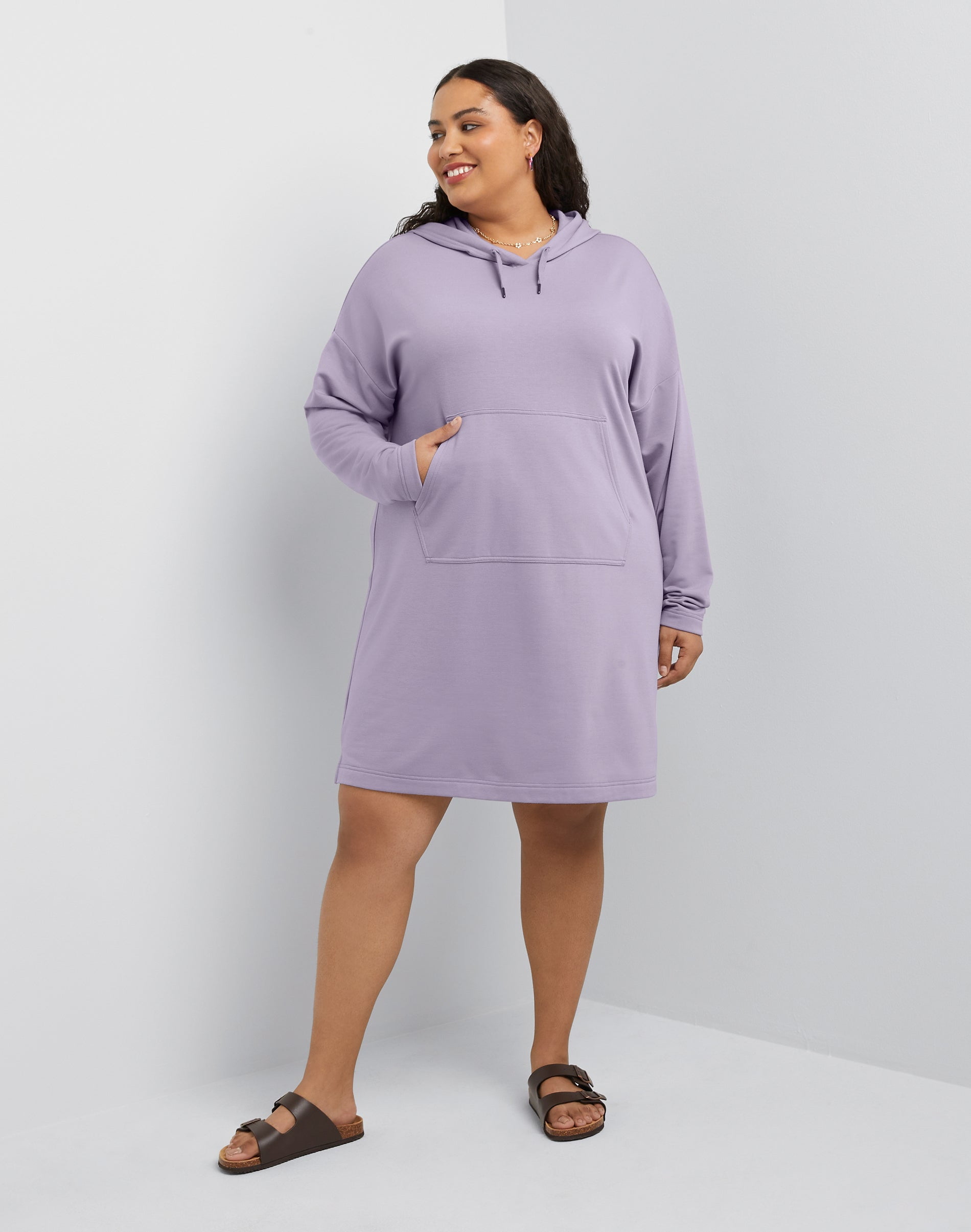 Hanes Originals Women's Soft Brushed Fleece Hoodie Dress (Plus Size ...