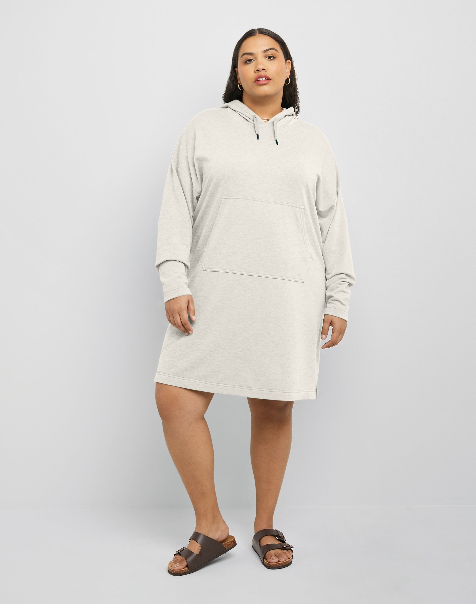 Hanes Originals Women's Soft Brushed Fleece Hoodie Dress (Plus Size ...
