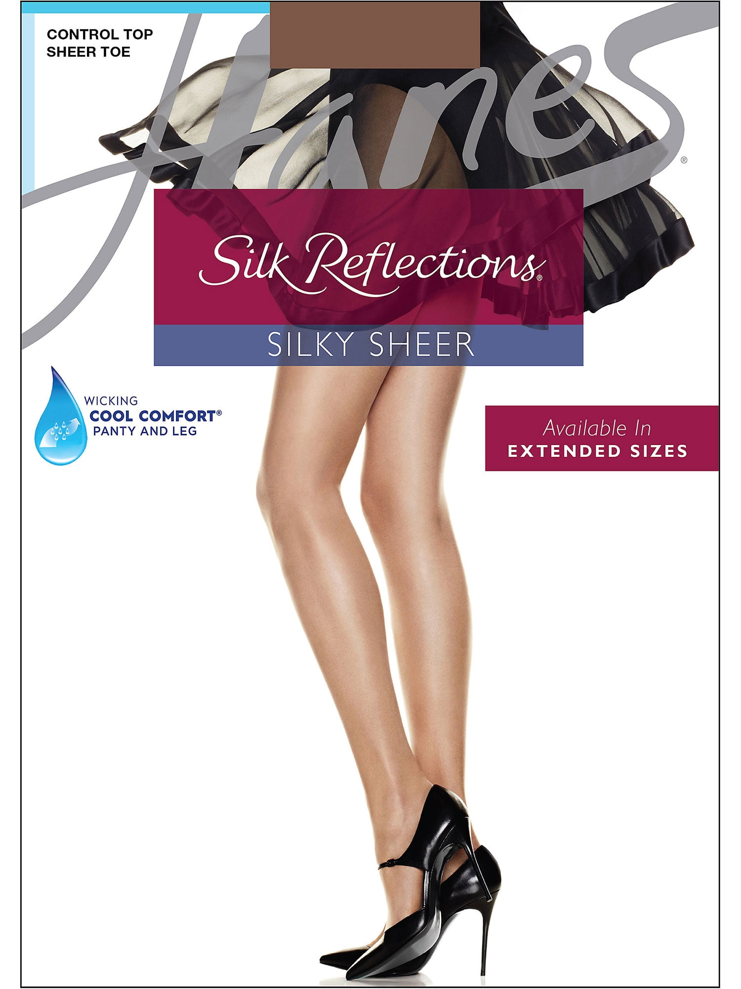 Hanes Pantyhose 4Pack, Silk Reflections, Cool Comfort Control Top ...