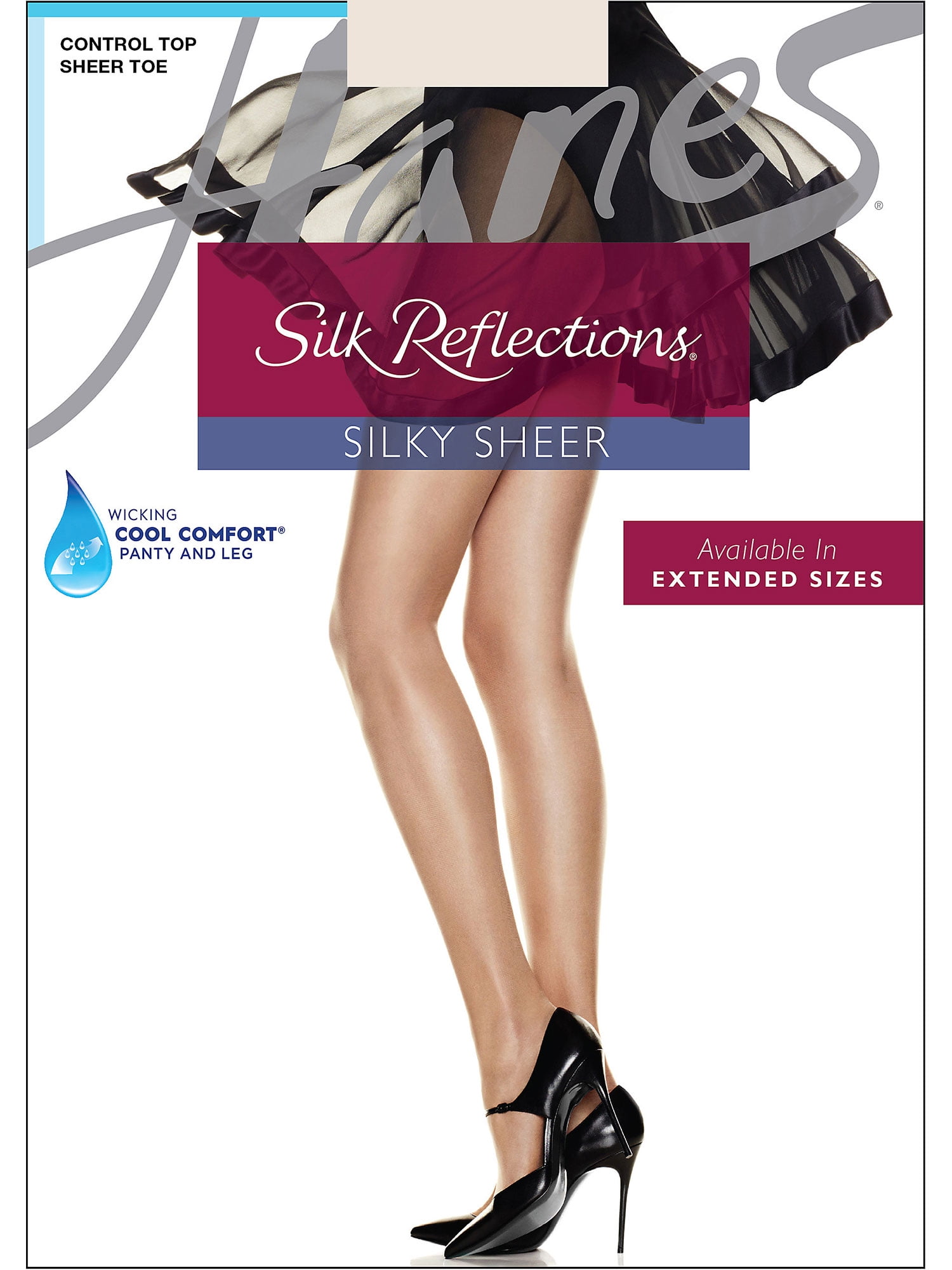 Hanes Pantyhose Silk Reflections Sheer Toe Control Top Cool Comfort ...