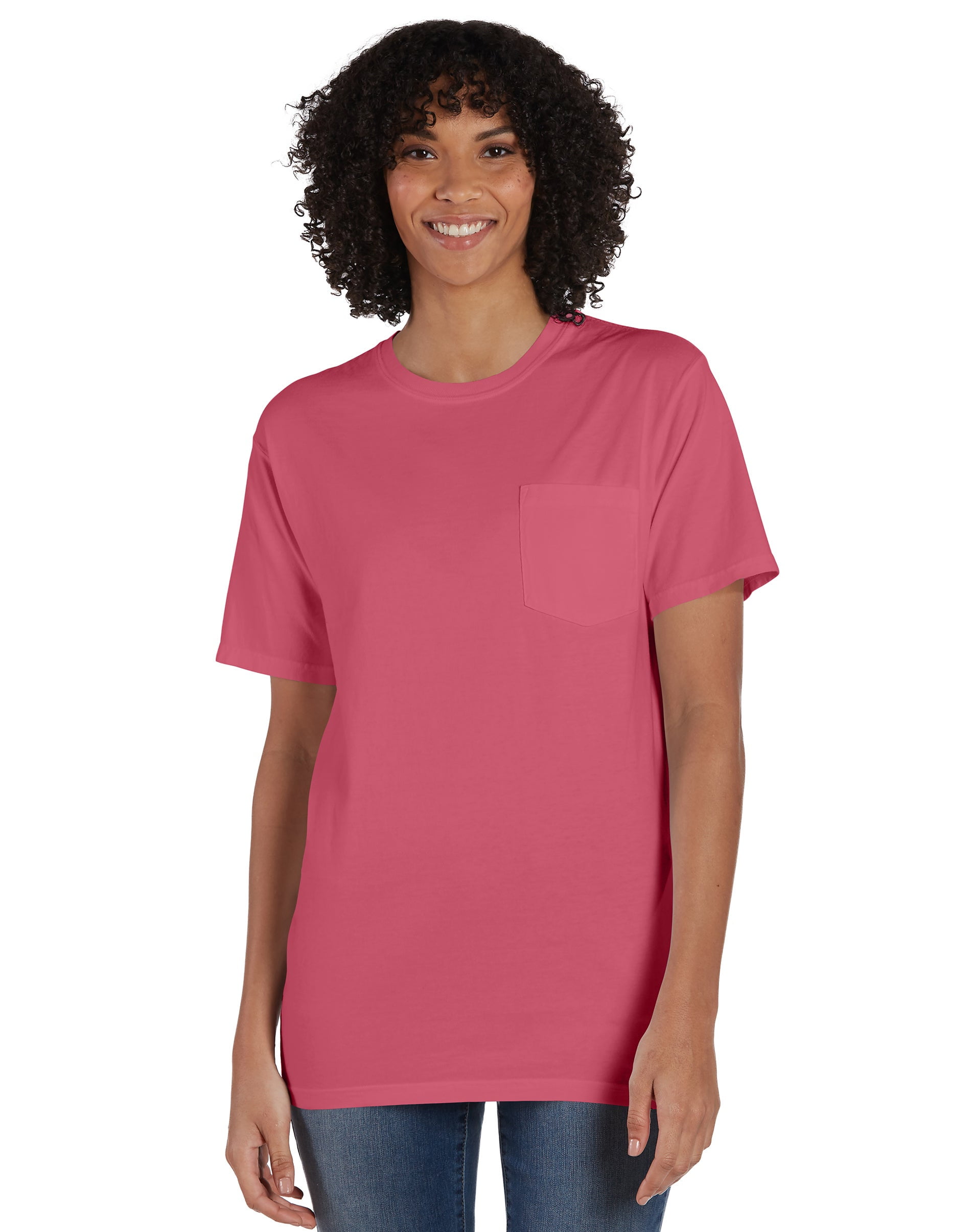 Hanes Pocket T-Shirt All-Gender Garment Dyed Cotton Short Sleeve Tee Crewneck Ringspun Cotton ...