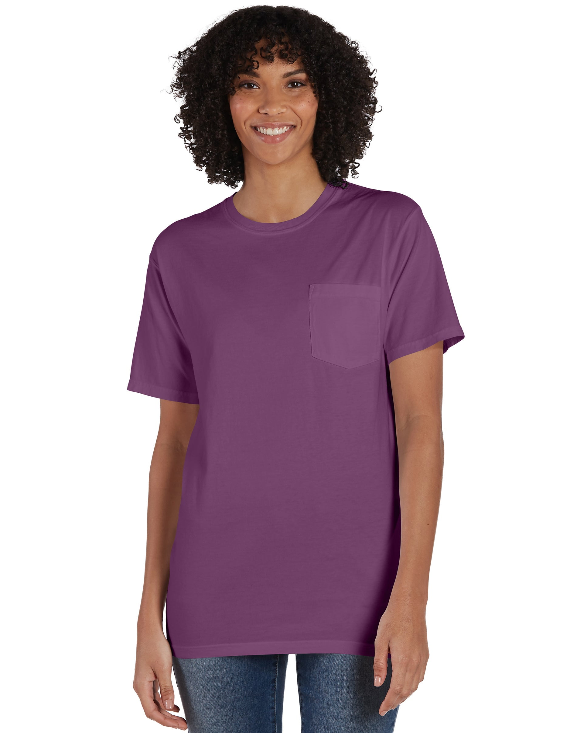 Hanes Pocket T-Shirt Unisex Garment Dyed Cotton Short Sleeve Tee Crewneck Ringspun Cotton ...