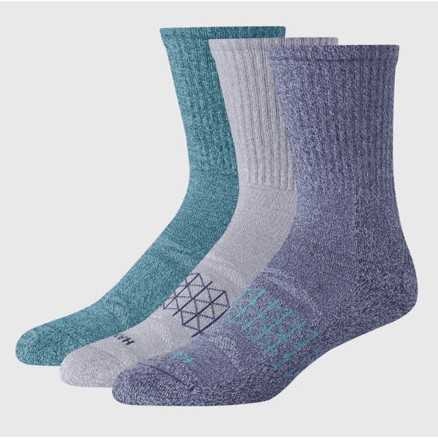 Hanes Premium Men's 3pk Absolute Active Crew Socks -Blue/Gray 6-12 ...
