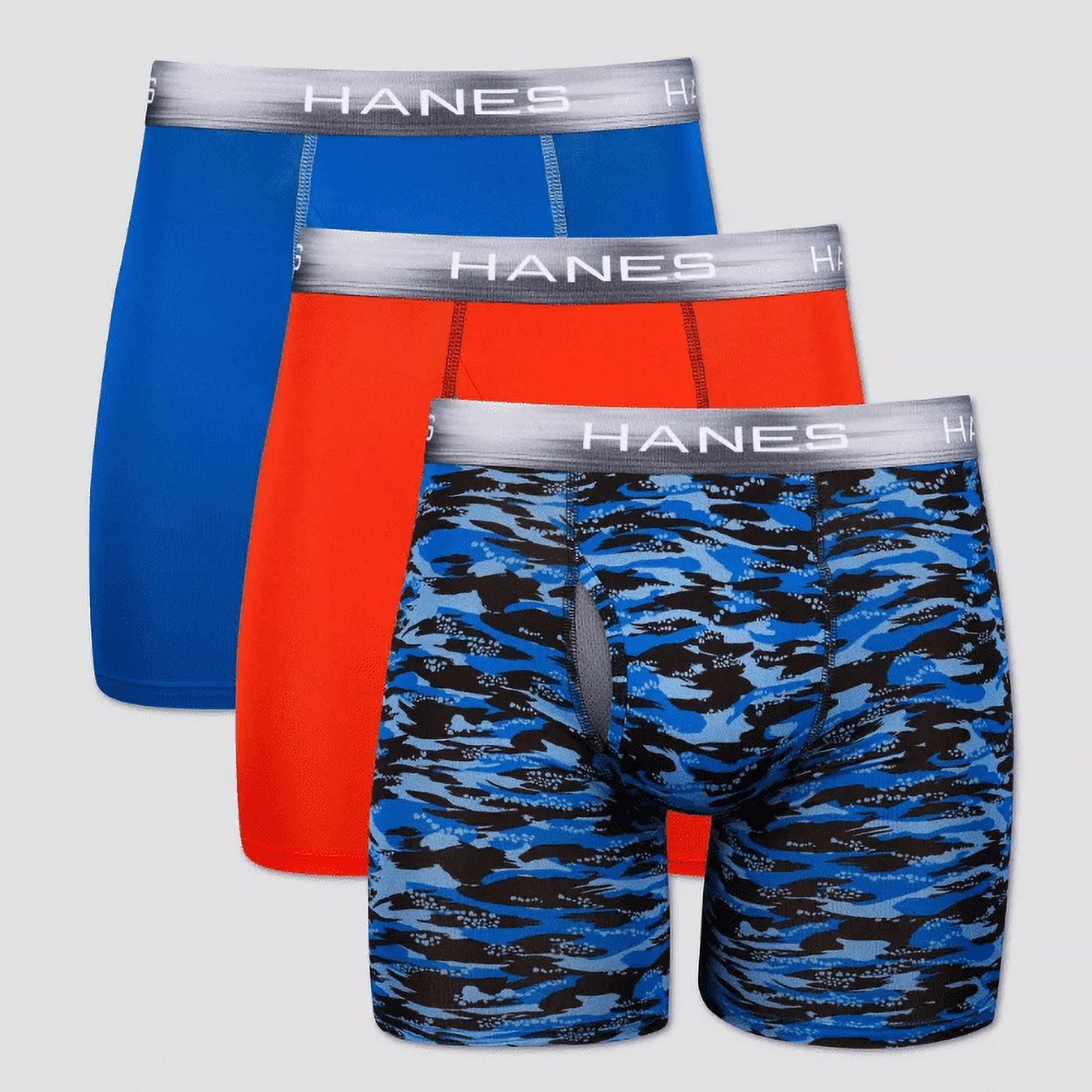 Hanes Premium Men's Performance Boxer Briefs 3 pack - Blue/Red - Small ...