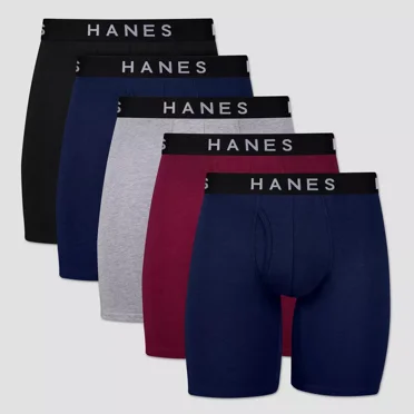 Hanes Men's Long Leg Boxer Brief Underwear Pack, Cotton Stretch, 6-Pack - Walmart.com
