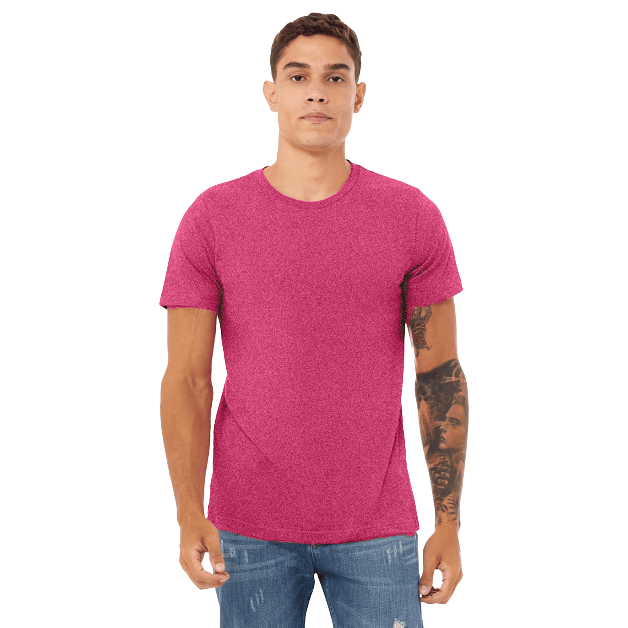 Hanes Short Sleeve T-Shirt - Wow Pink Heather, Men Crewneck Comfortable ...