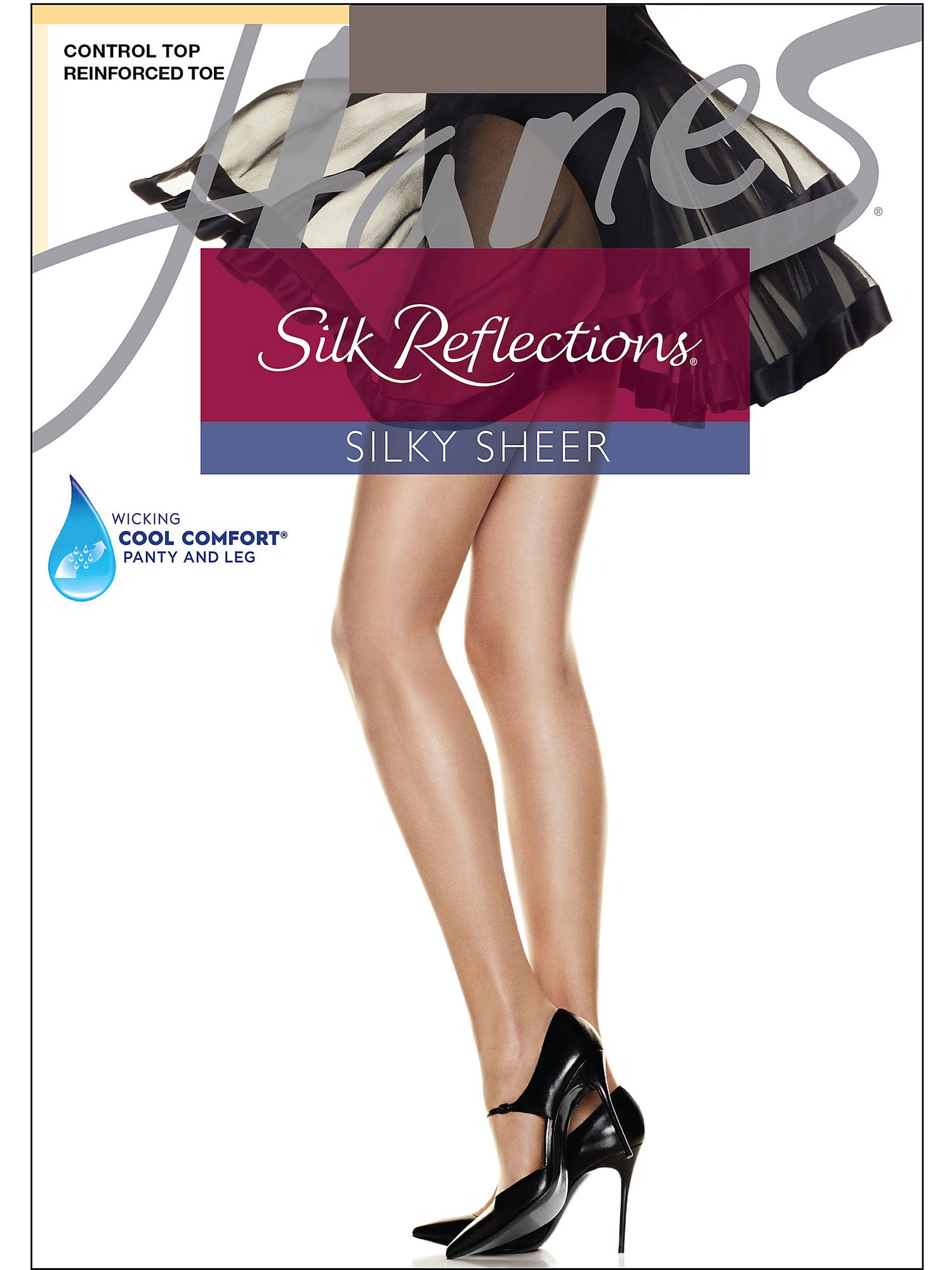 Hanes Silk Reflections Control Top Pantyhose with Reinforced Toe ...