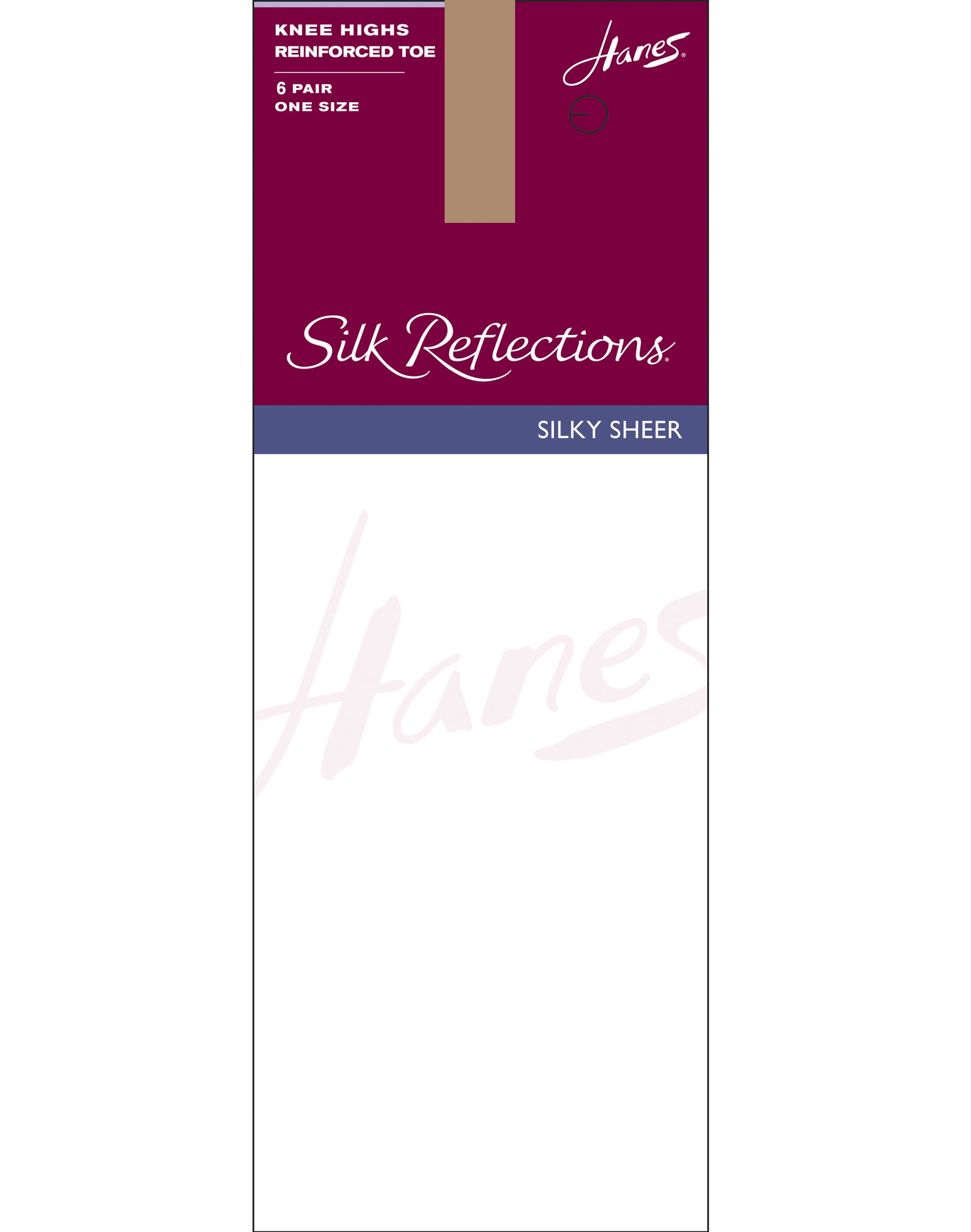 Hanes Silk Reflections Knee Highs, Reinforced Toe 6-Pack Little Color ...