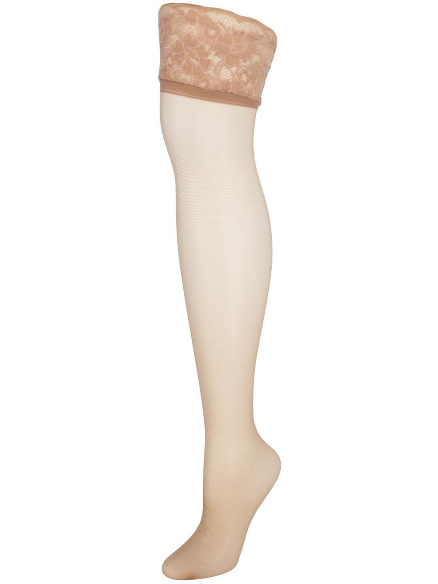 Lace Top Thigh Highs Stockings Hanes Silk Reflections Womens Stretch