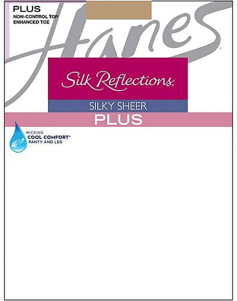 Hanes Silk Reflections Plus Regular Enhanced Toe Pantyhose 3 Pack