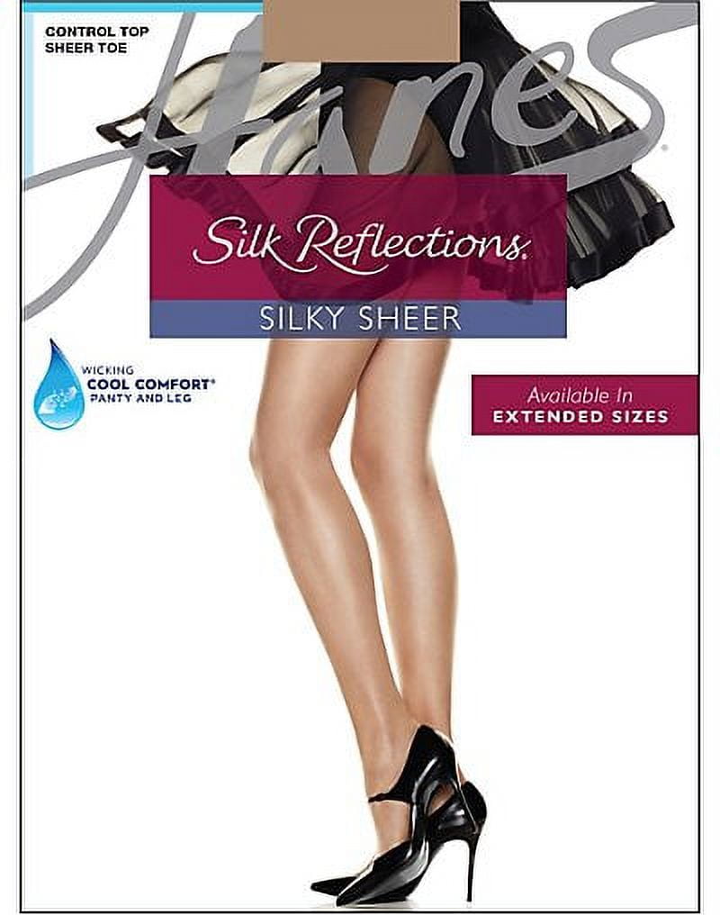 Hanes Silk Reflections Womens Nylon Sheer Toe and Control Top Pantyhose ...