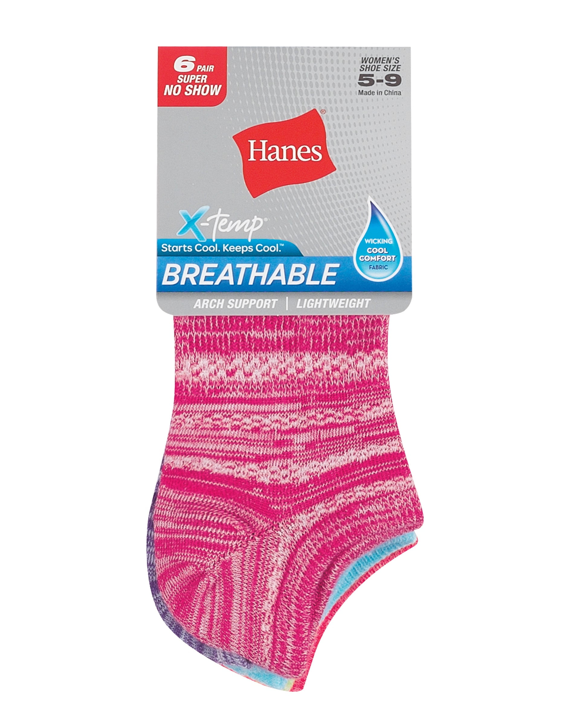 Hanes Women's Socks 6-Pack, Lightweight, Breathable, Cool Comfort, Size ...