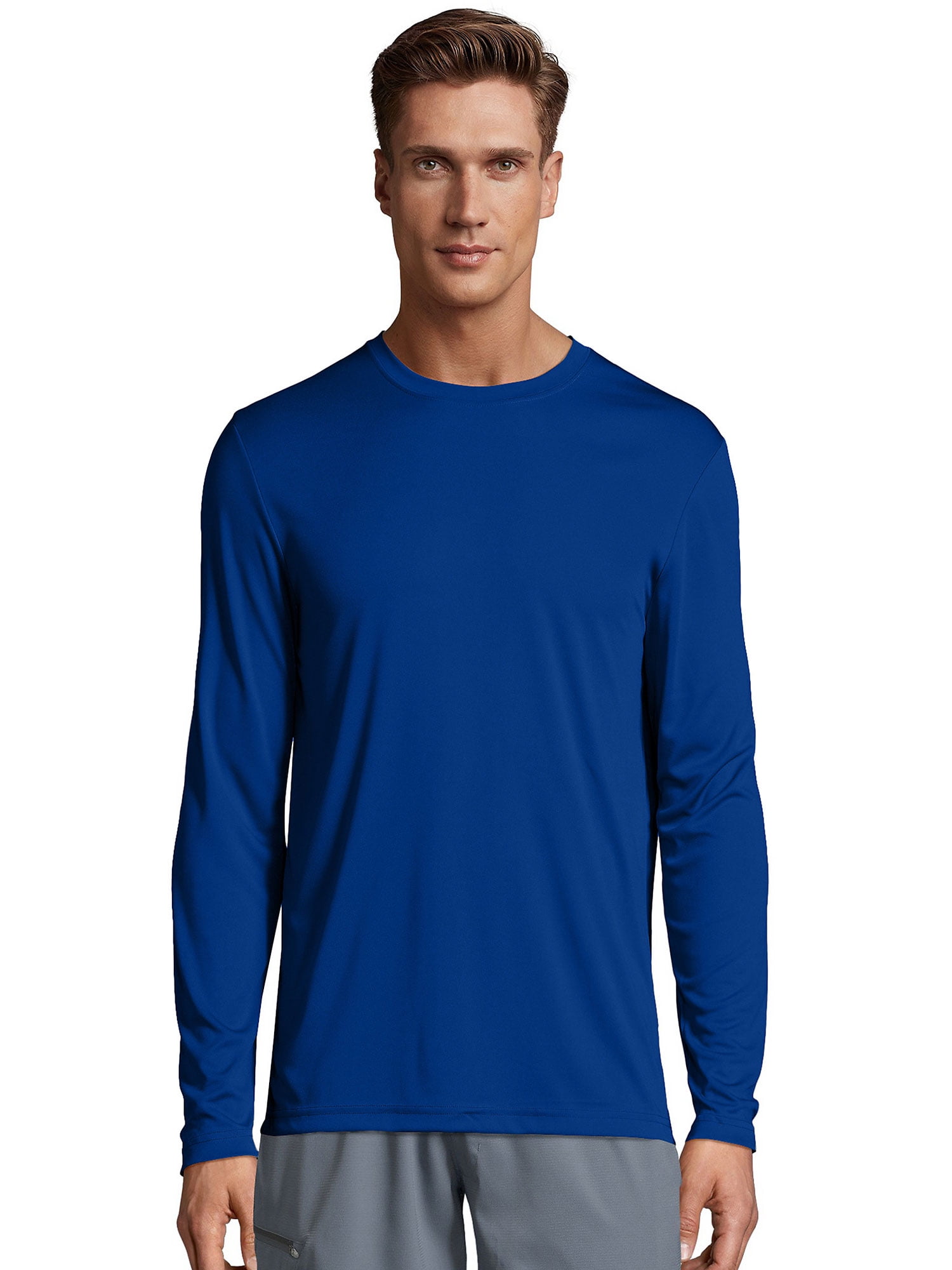 Hanes Sport Cool DRI Men's Performance Long Sleeve T-Shirt Deep Royal XS - Walmart.com