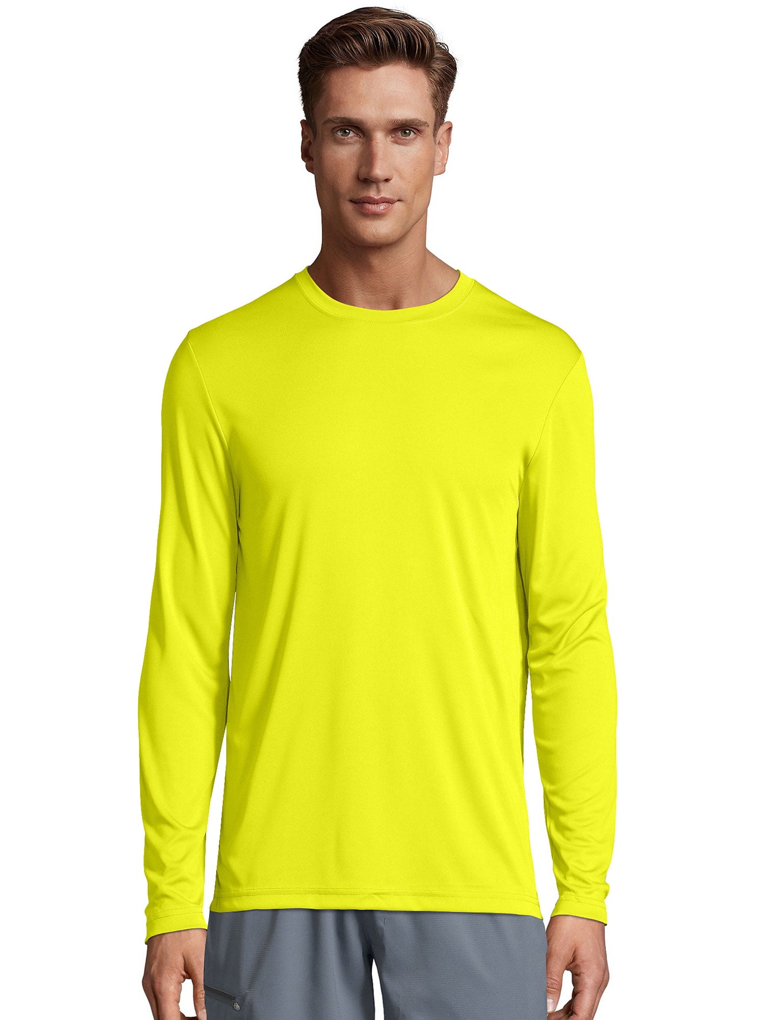 Hanes Sport Cool DRI Men's Performance Long Sleeve T-Shirt Safety Green XS - Walmart.com