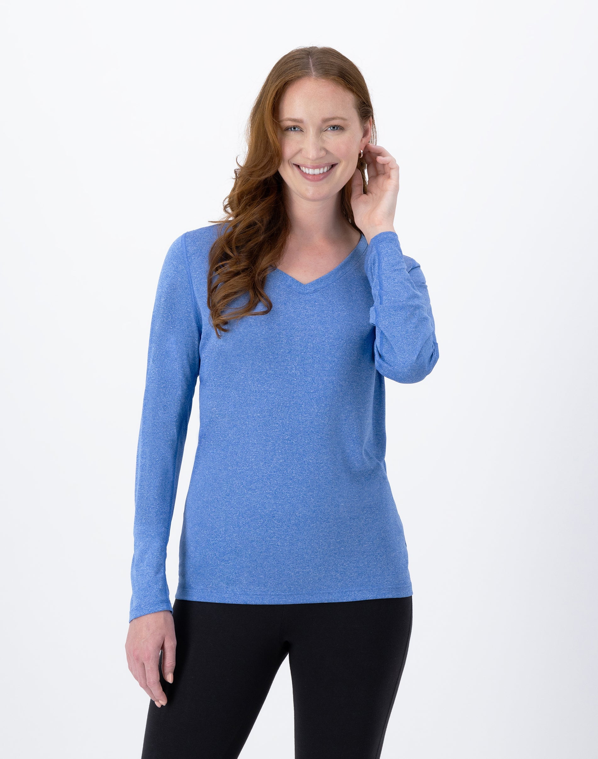 Hanes Sport Cool DRI Women's Performance Long Sleeve V-Neck T-Shirt ...