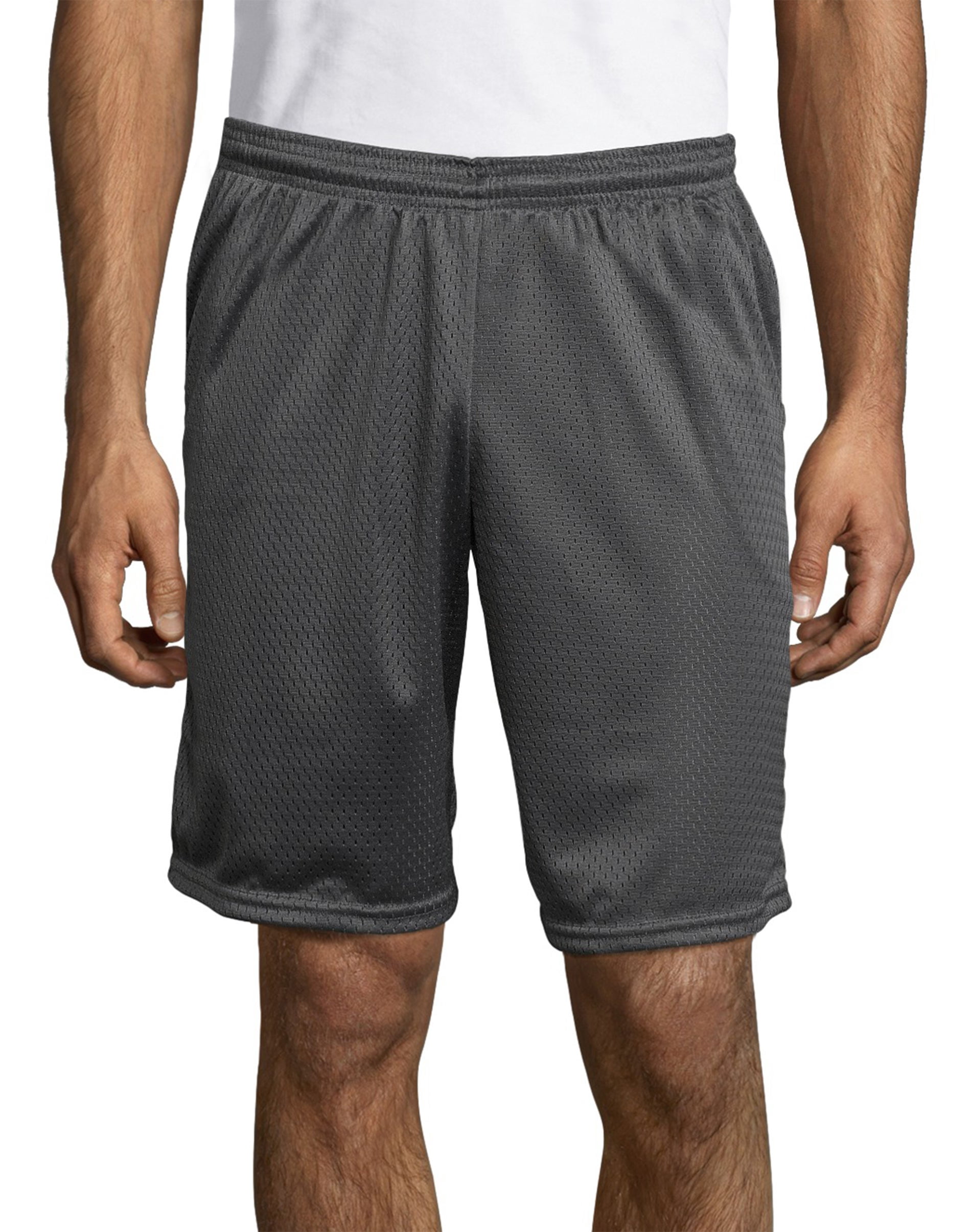Hanes, Men's Mesh Athletic Shorts, 9" Railroad Gray L, Pockets ...