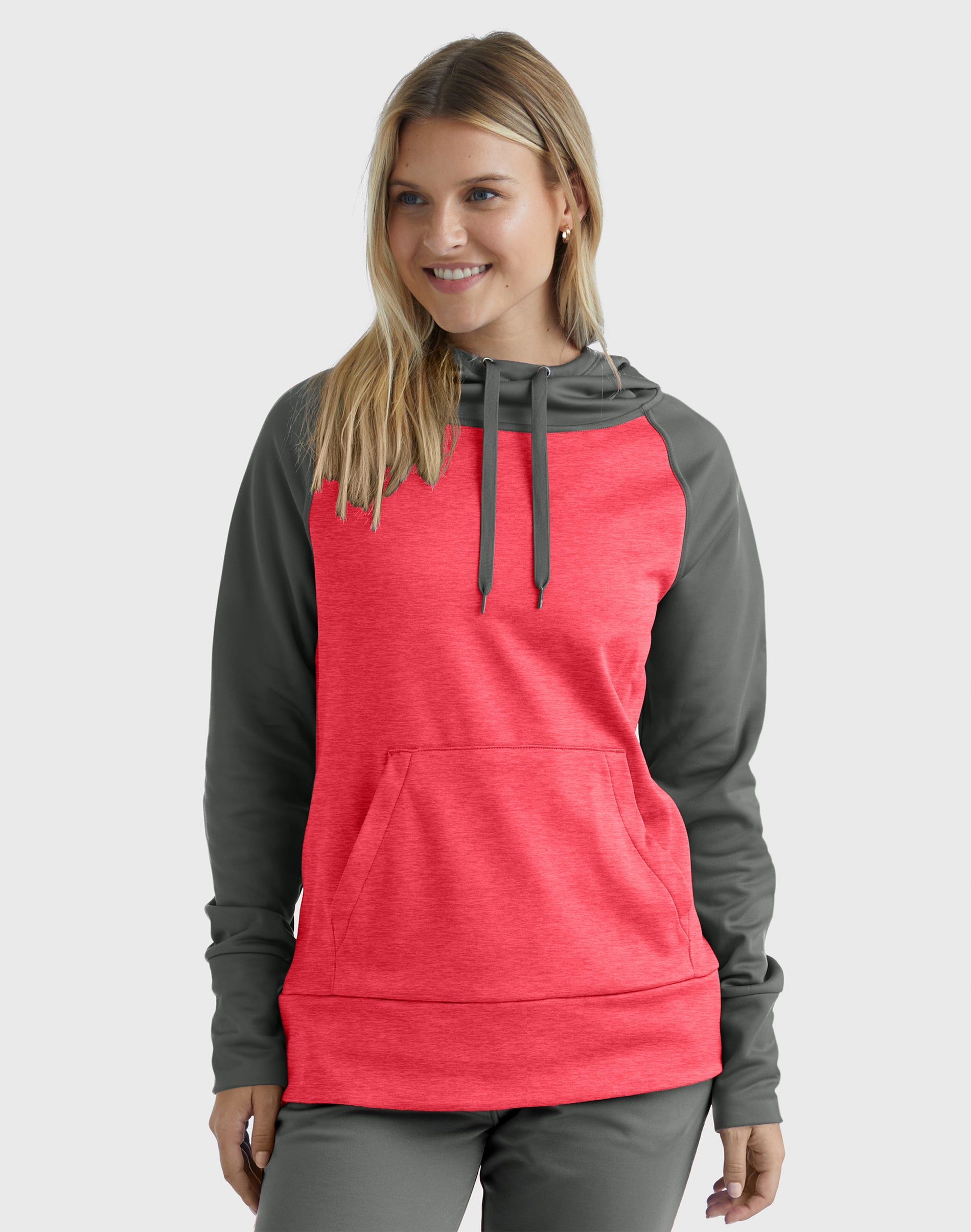 Hanes Sport Women's Performance Fleece Hoodie Dada Grey/Razzle Pink ...