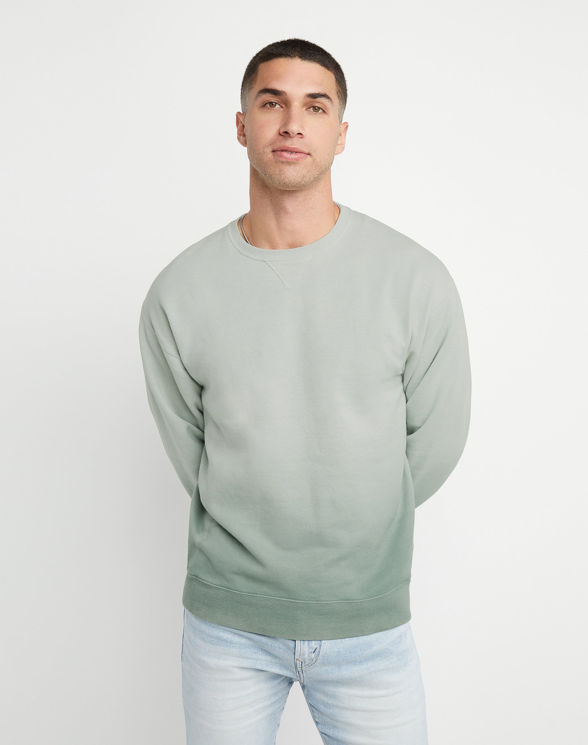 Hanes Sweatshirt Originals Men's Ombre Dye Crewneck V Notch 6 Colors sz ...
