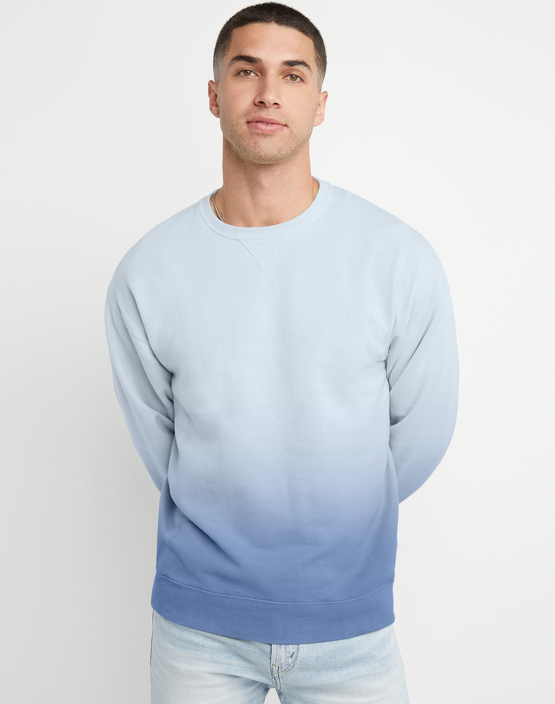 Hanes Sweatshirt Originals Men's Ombre Dye Crewneck V Notch 6 Colors sz ...