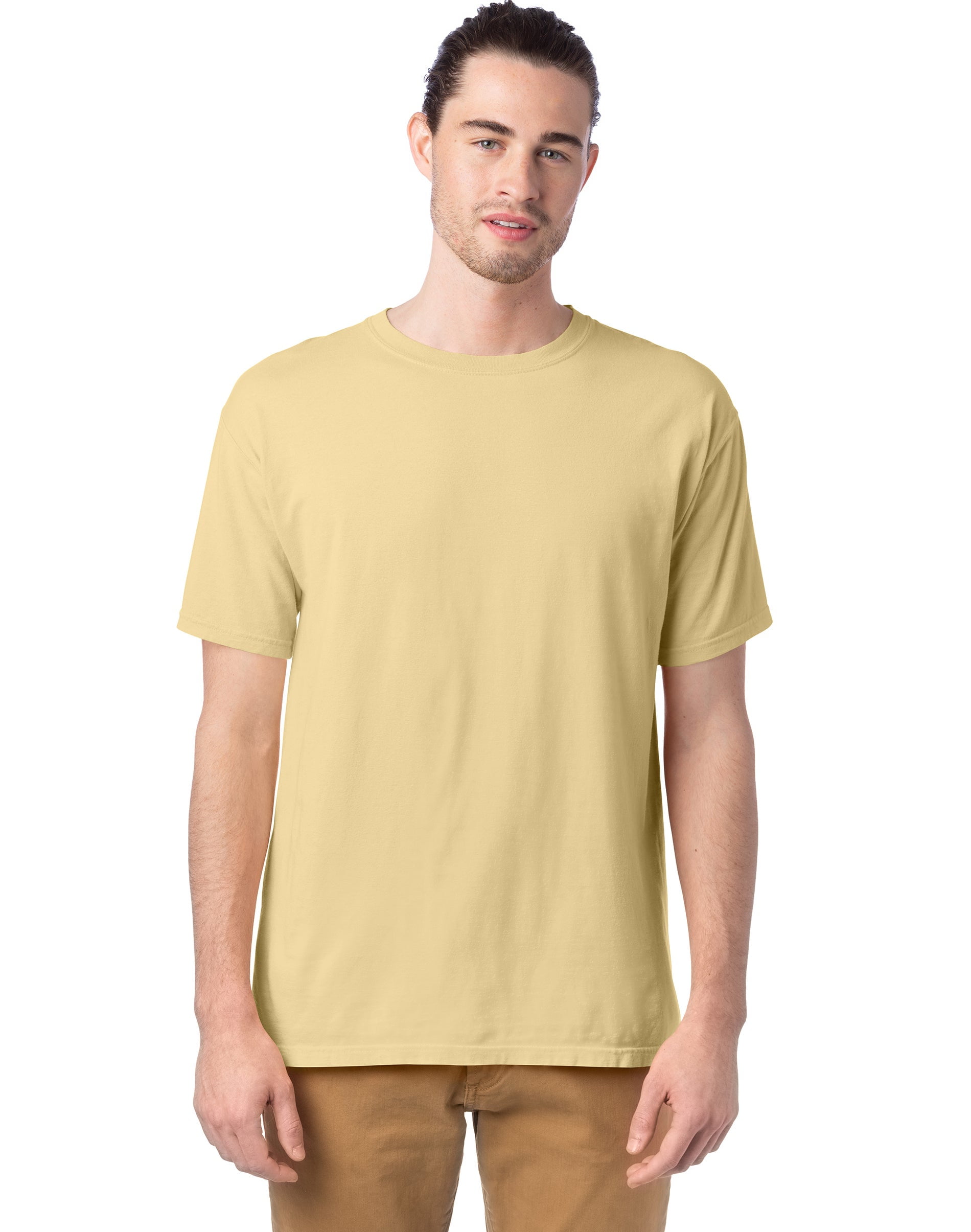 Hanes T-Shirt Unisex Garment Dyed Cotton Short Sleeve Tee Crewneck S ...