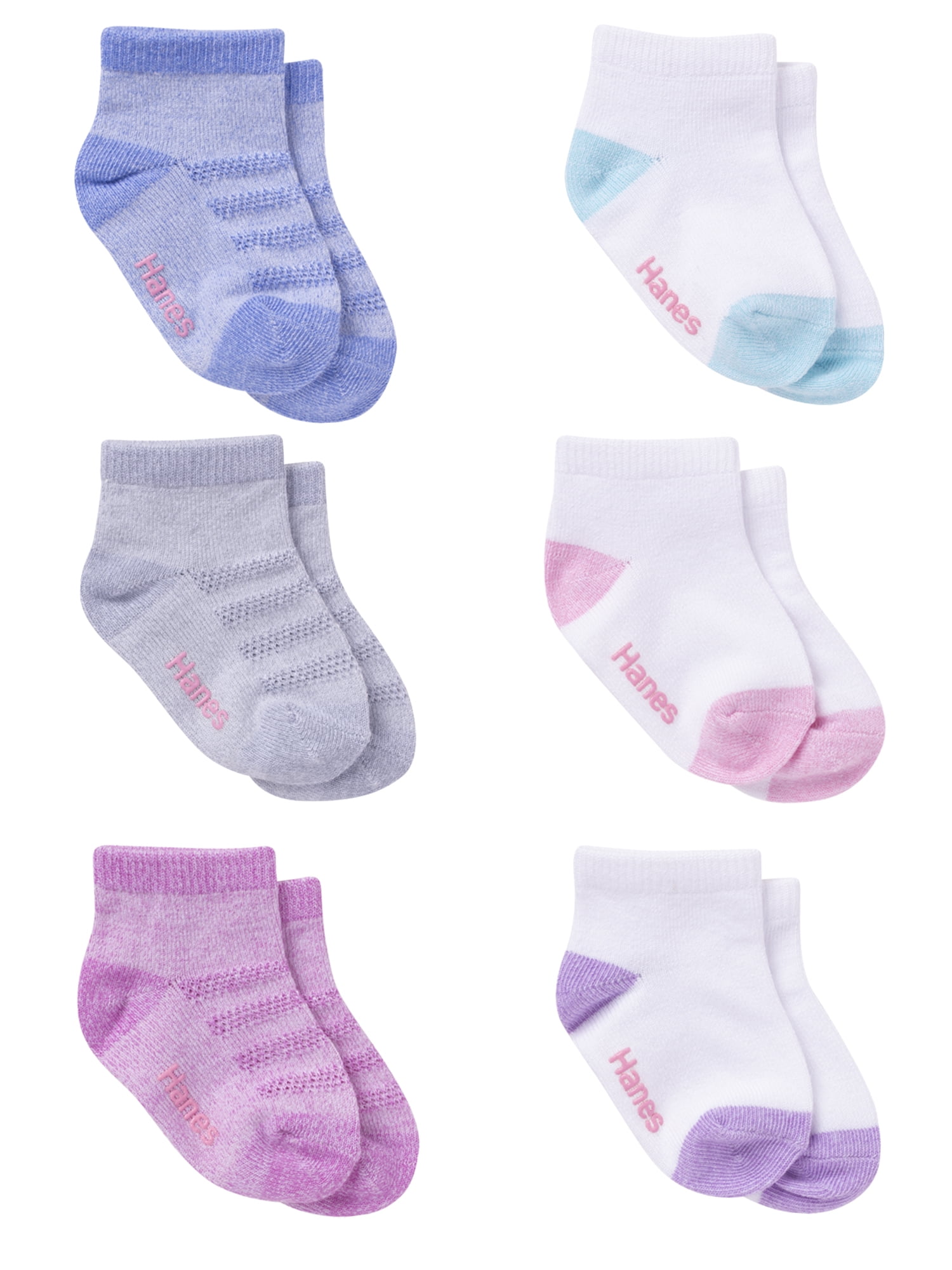 Hanes Ultra Soft Ankle Socks for Toddler Girls, 6 Pack, ComfortSoft ...