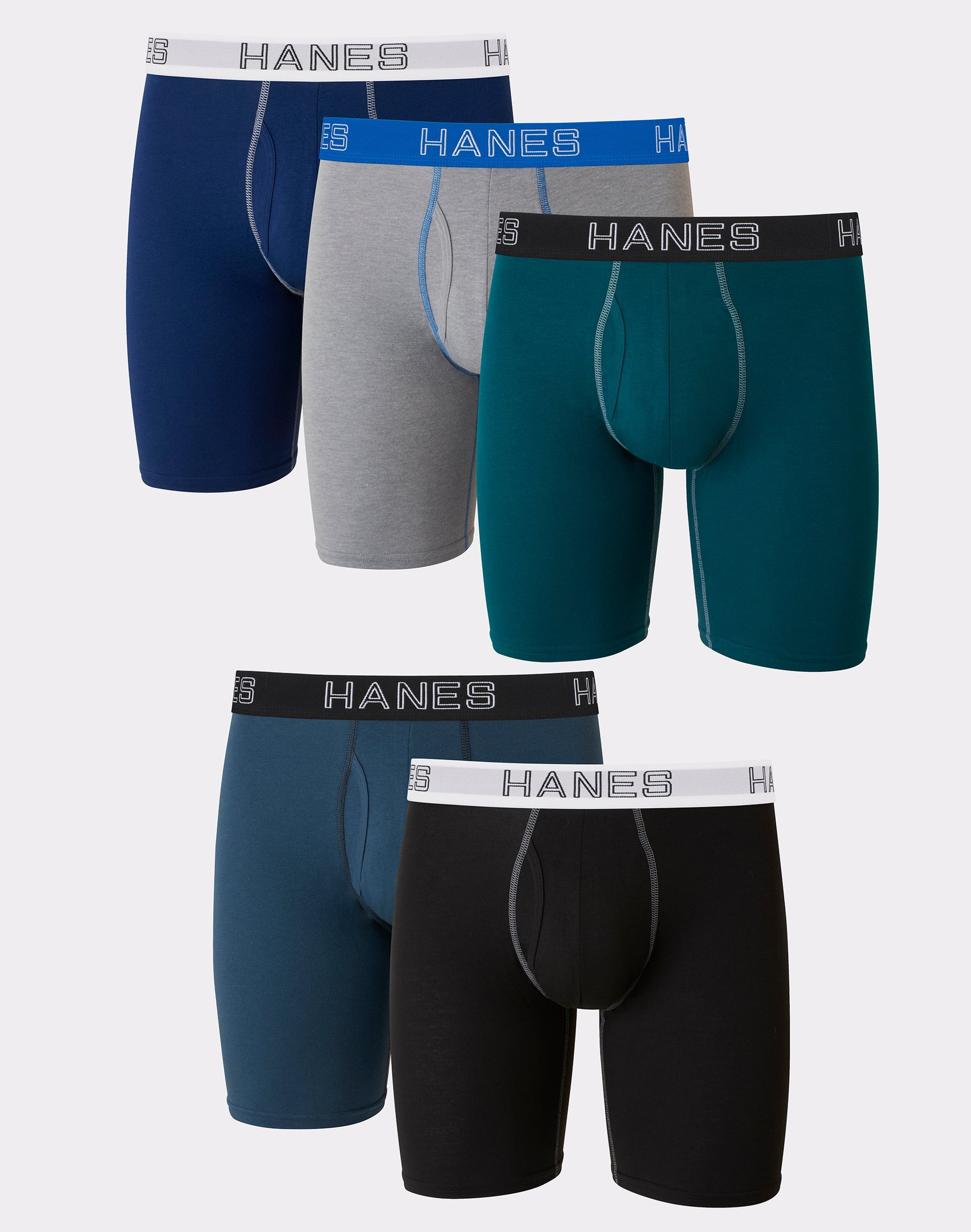 Hanes Ultimate Boxer Briefs 5-Pack, Men's Stretch Long Leg Underwear, Comfort Flex Waistband ...