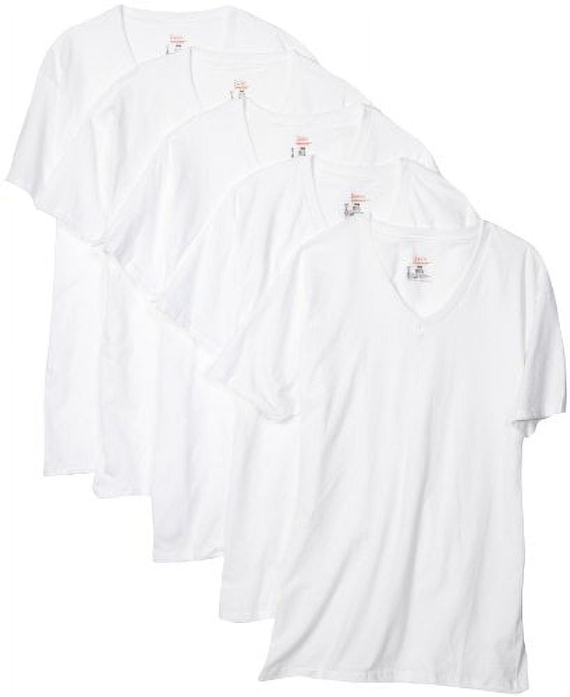 Hanes Ultimate Men's 5-Pack Comfortsoft V-Neck Tee,White,Medium ...