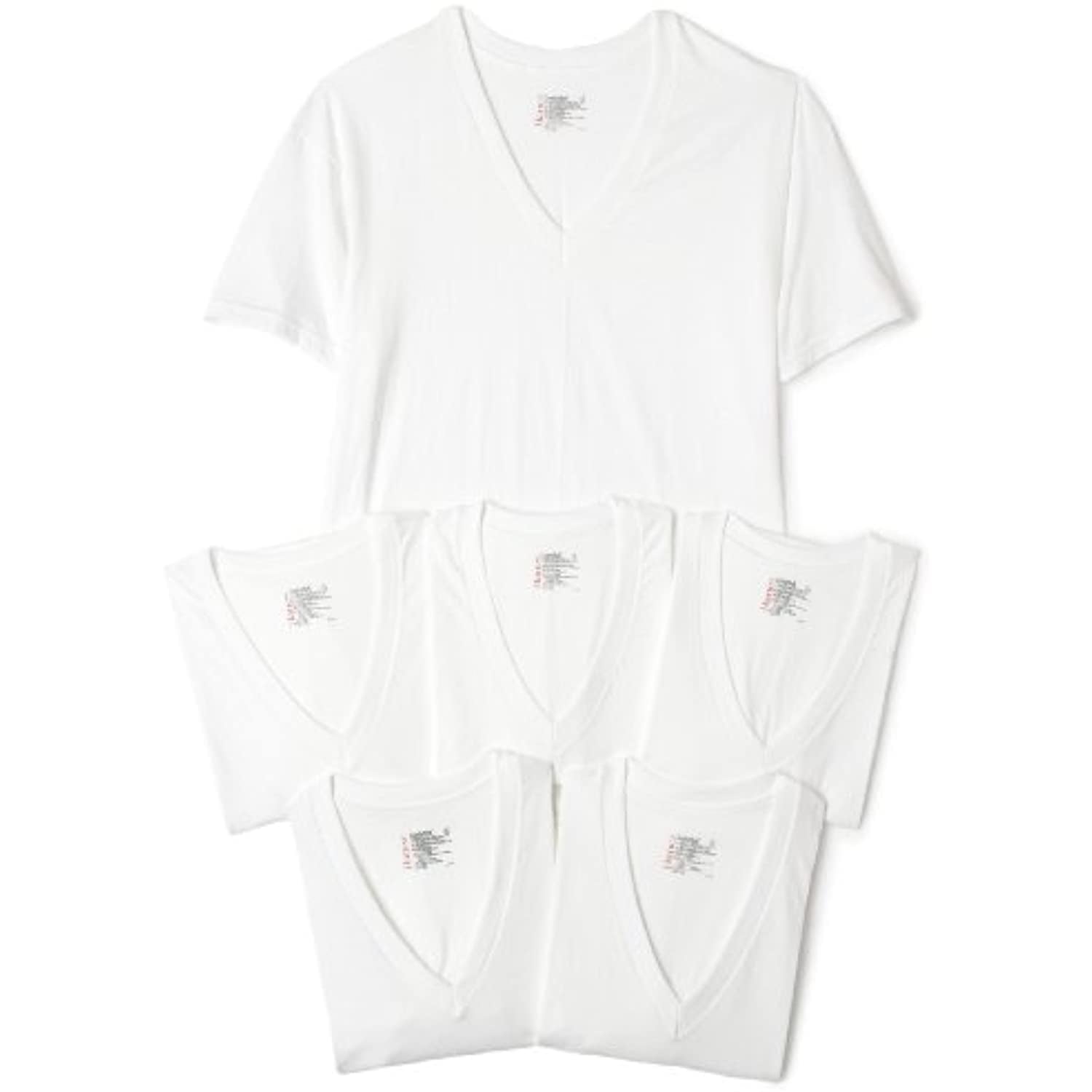 Hanes Ultimate Men's 6-Pack Classics V-Neck T-Shirt Value Pack, White ...
