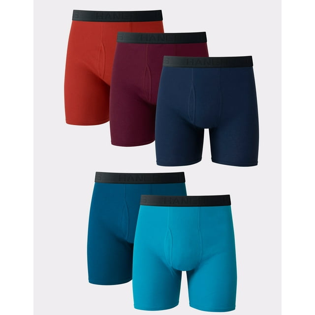 Hanes Boxer Briefs 5 Pack Mens Ultimate Soft Tagfree Cotton Underwear Breathable