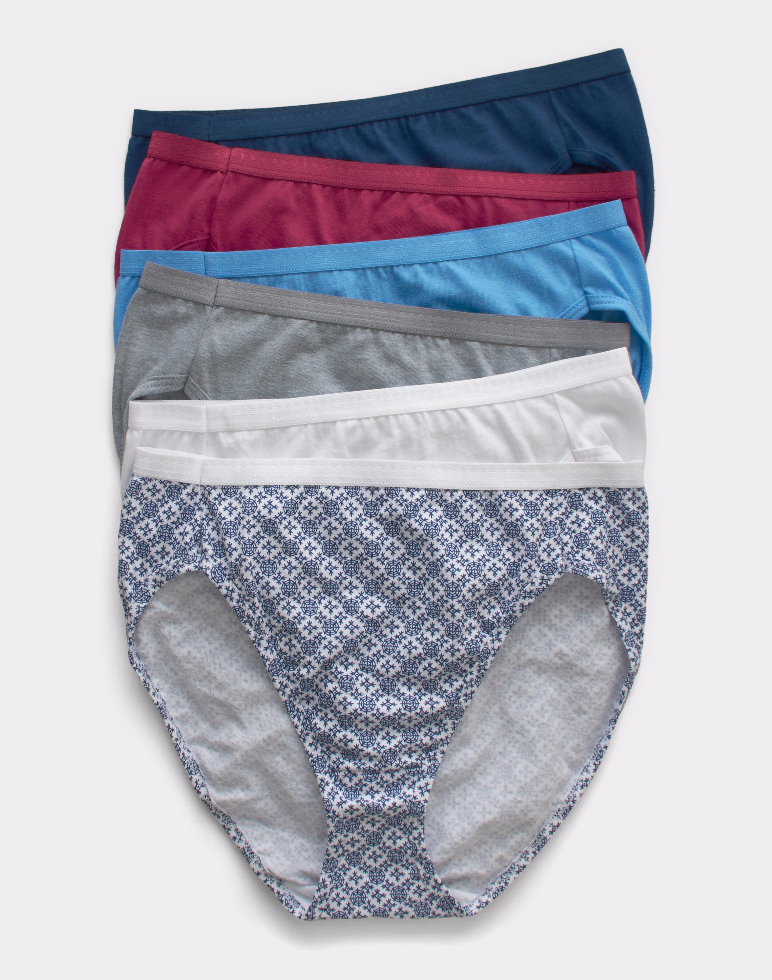 Hanes Ultimate Womens Hi Cut Cotton Underwear 6 Pack Cool Comfort