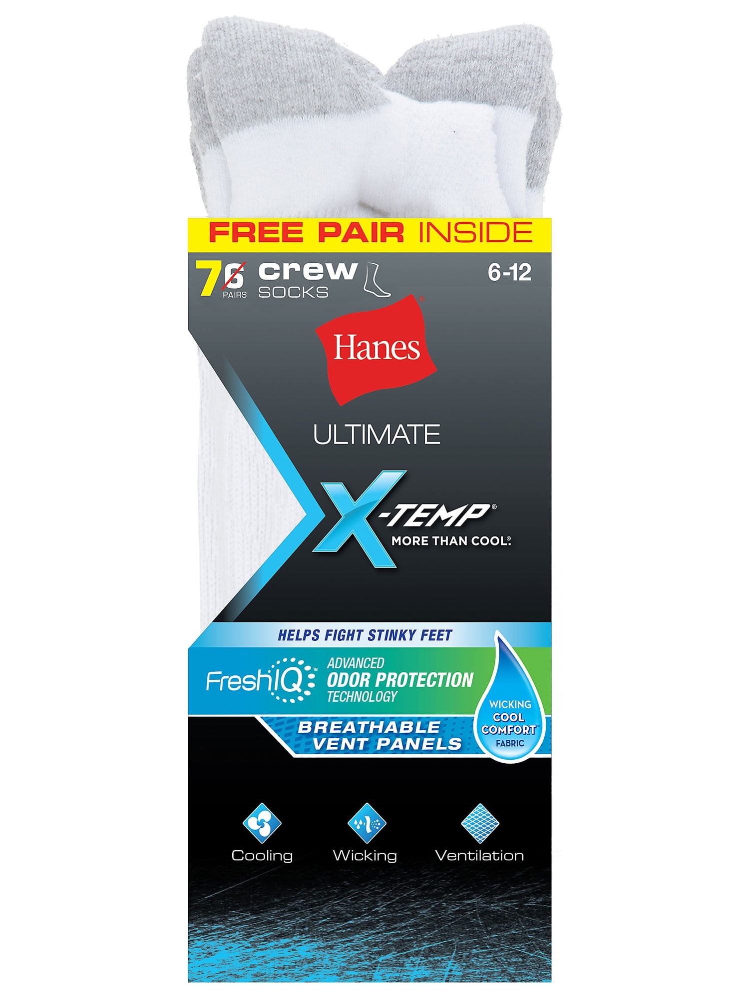 Hanes Ultimate X-Temp FreshIQ Men's Crew White 7-Pack (Includes 1 Free ...