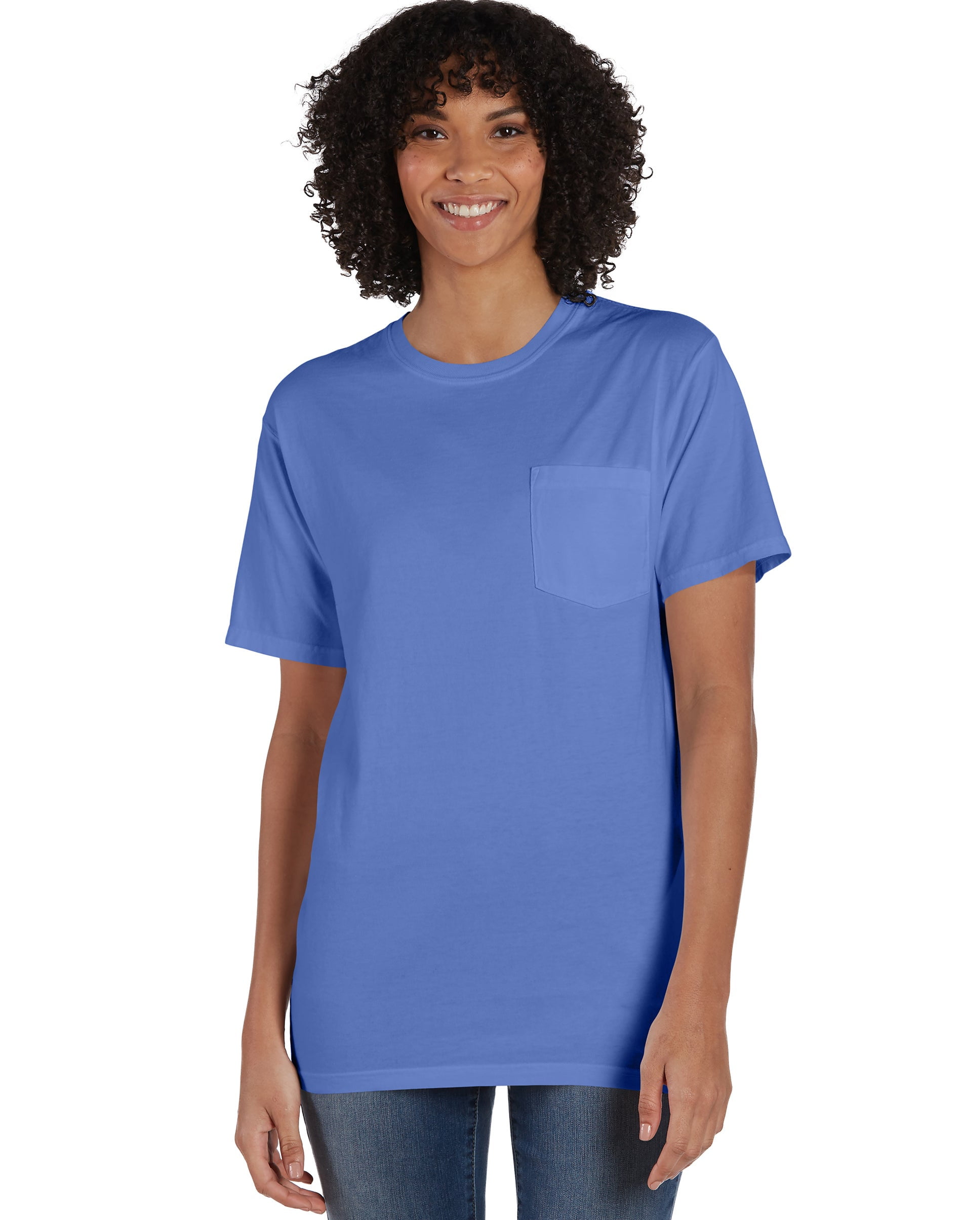 Hanes Unisex Garment Dyed Cotton Pocket T-Shirt Deep Forte Blue S - Walmart.com