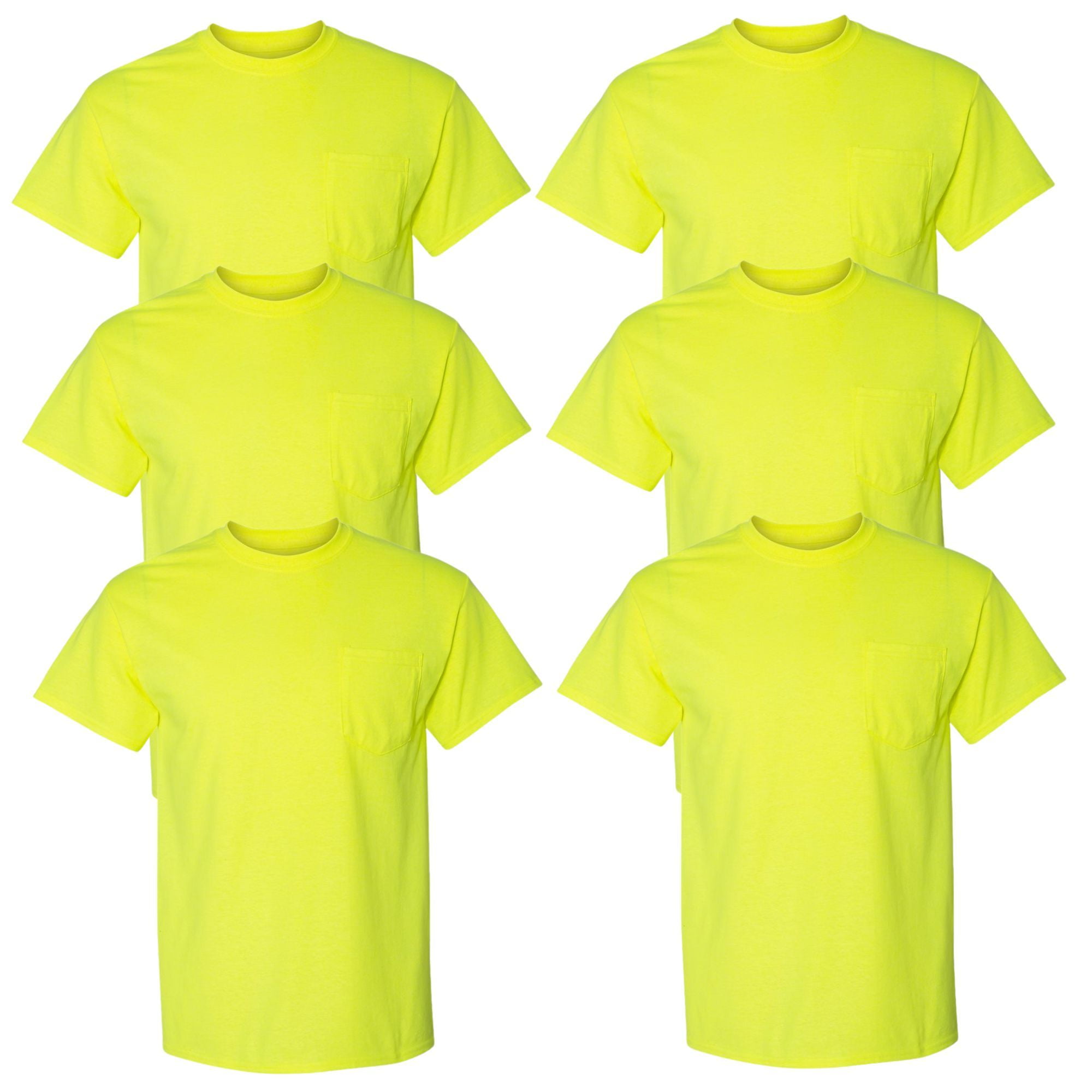 Hanes Unisex Workwear High Visibility Pocket T-Shirt, Polyester/Ring ...