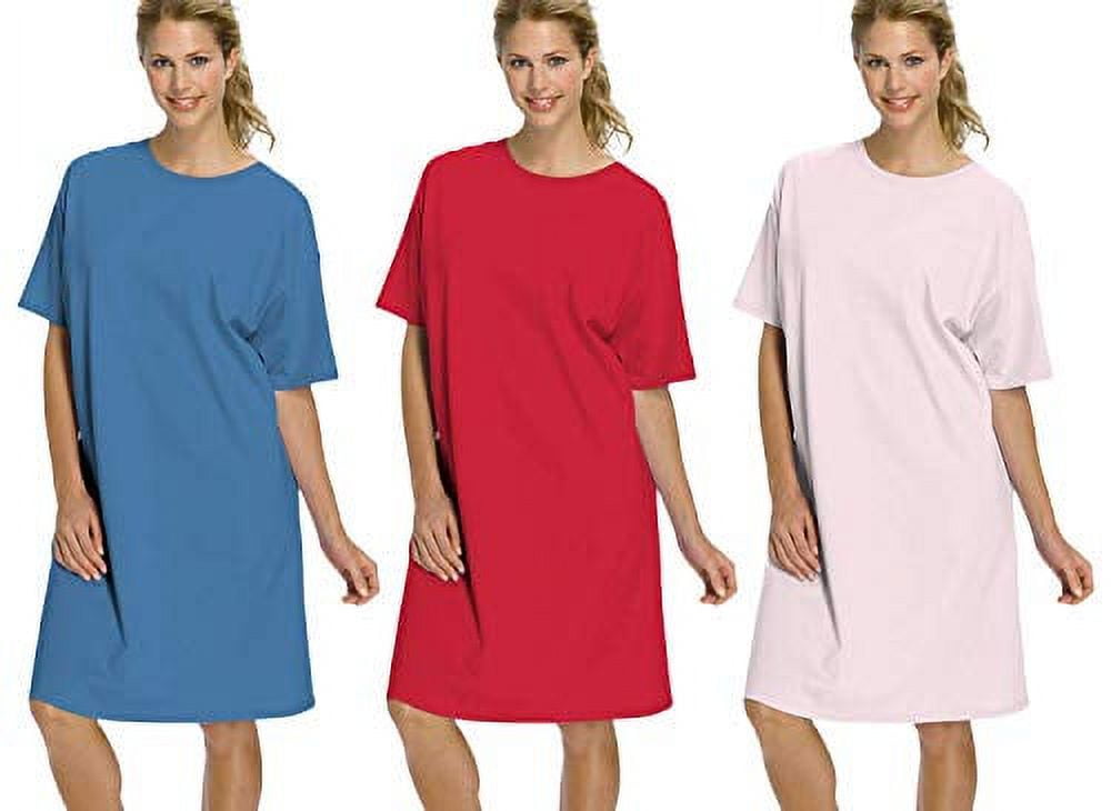 Hanes Women's Wear Around Nightshirt, Pack of 3 (1 Denim Blue / 1 Red ...