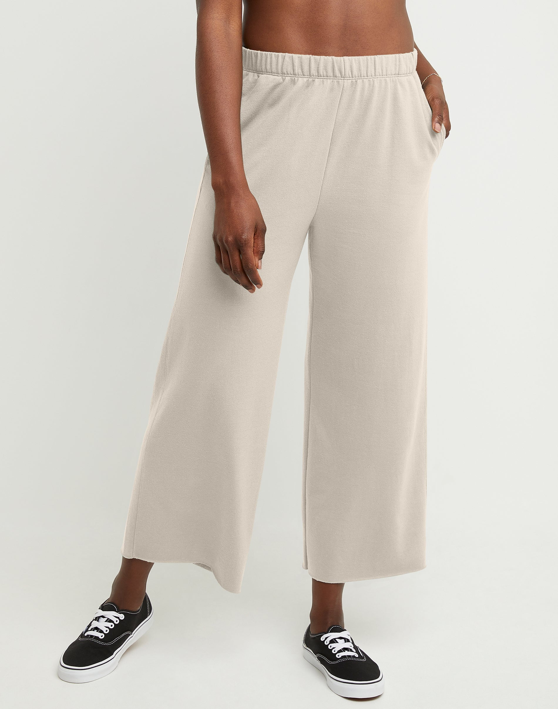 Hanes Women's Wide Leg Crop Sweatpants, French Terry, XS-2XL with ...