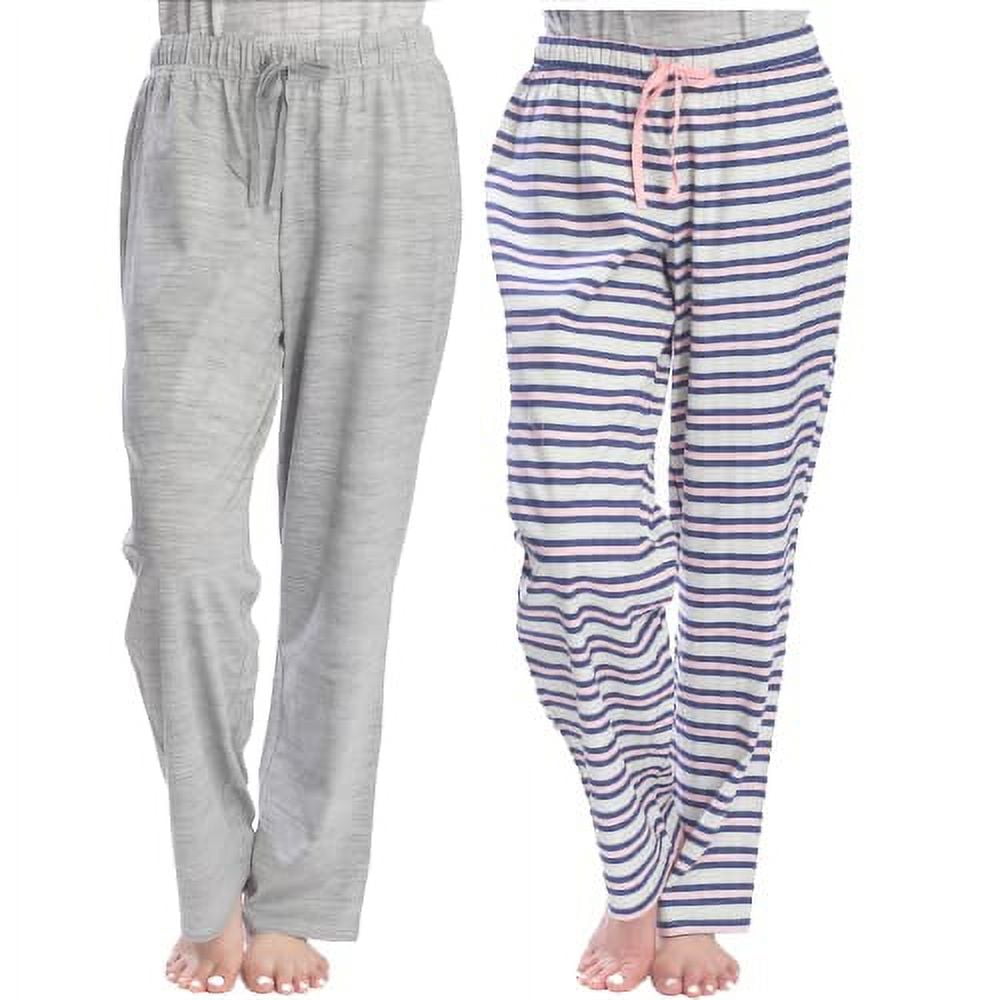 Hanes Women's 2-Pack Solid and Pattern Pant Set, Heather Grey and Navy ...