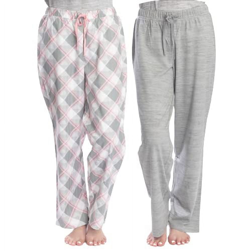 Hanes Women's 2-Pack Solid and Pattern Pant Set, Heather Grey and ...
