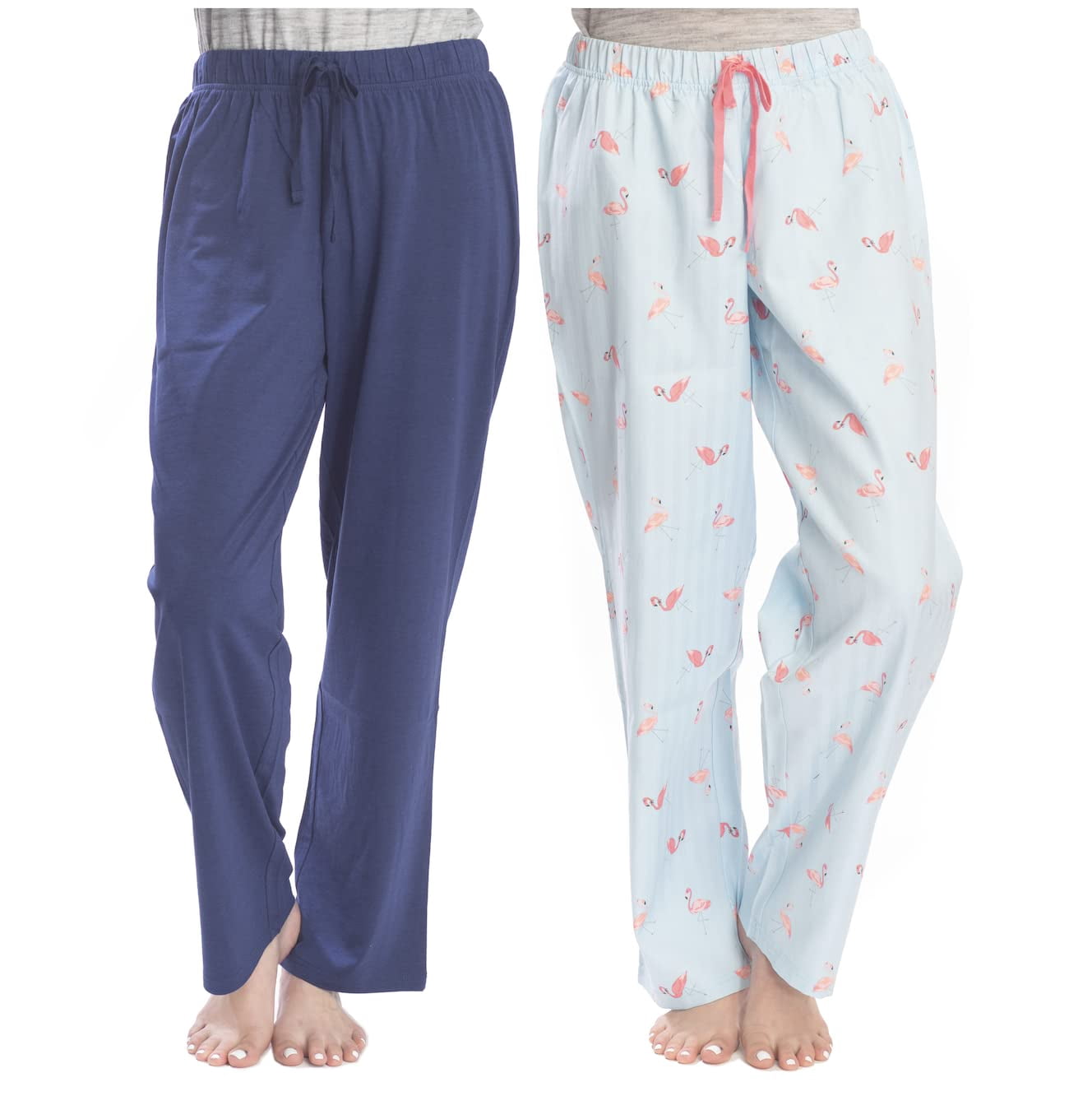 Hanes Women's 2-Pack Solid and Pattern Pant Set, Navy and Flamingo, X ...