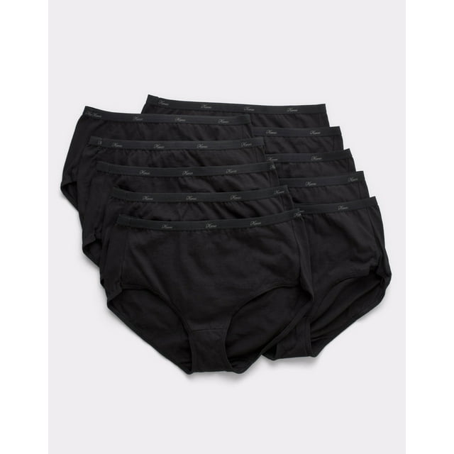 Hanes Women's Breathable Cotton All Black Briefs 10-Pack 7 - Walmart.com